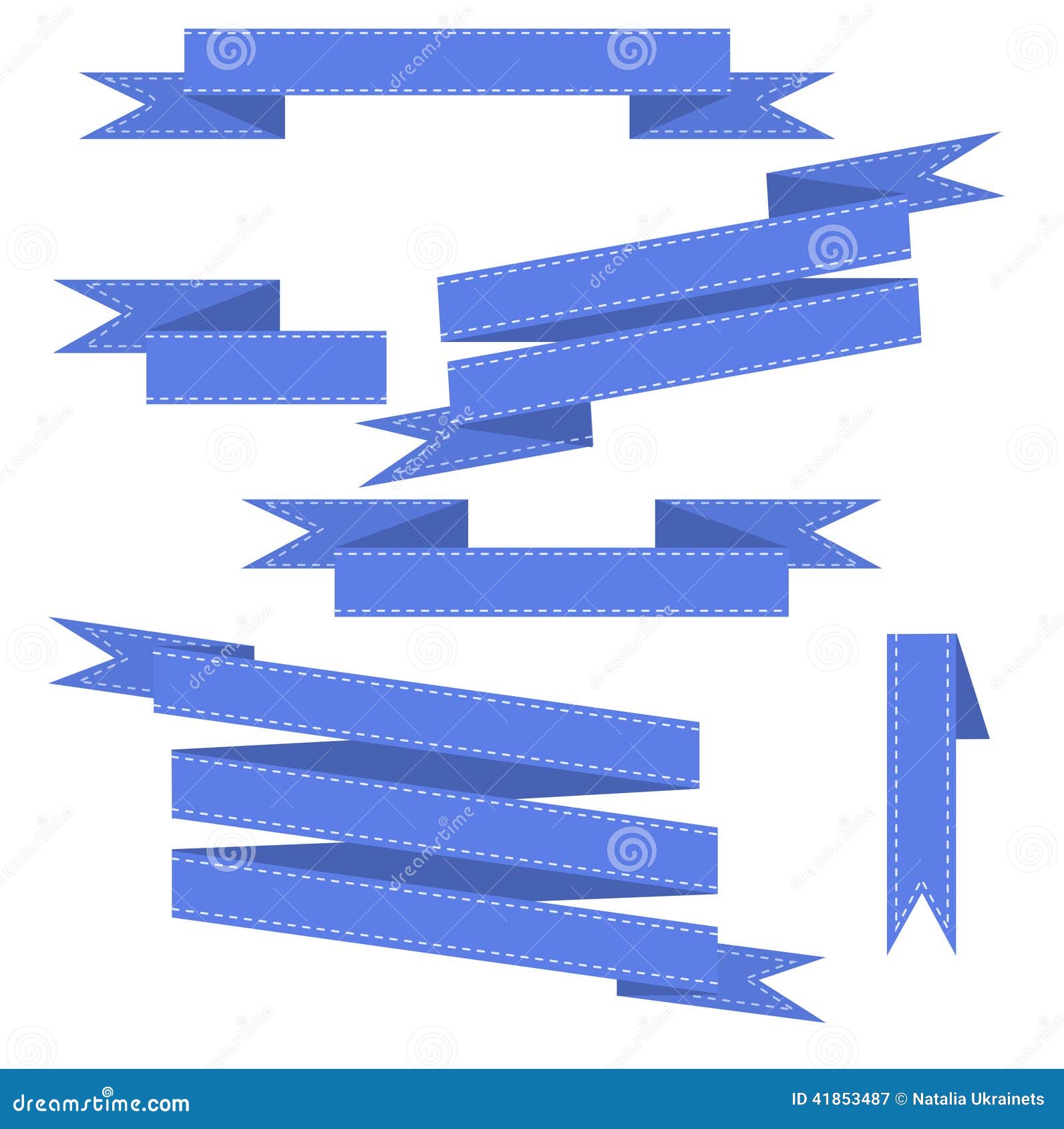 Blue vector ribbons set stock vector. Illustration of design - 41853487