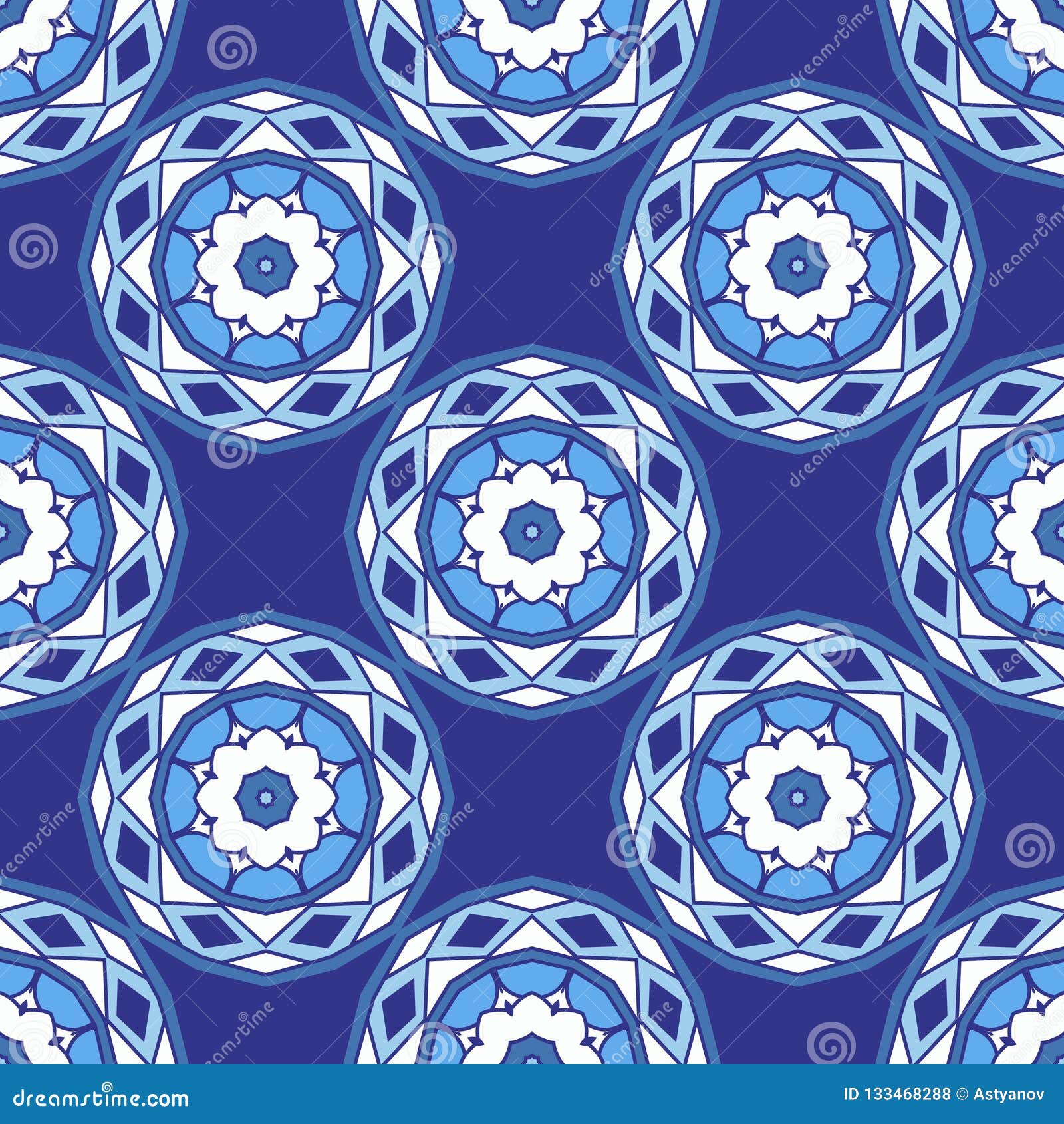 Blue Vector Seamless Ceramic Tile Design Pattern Stock Vector ...