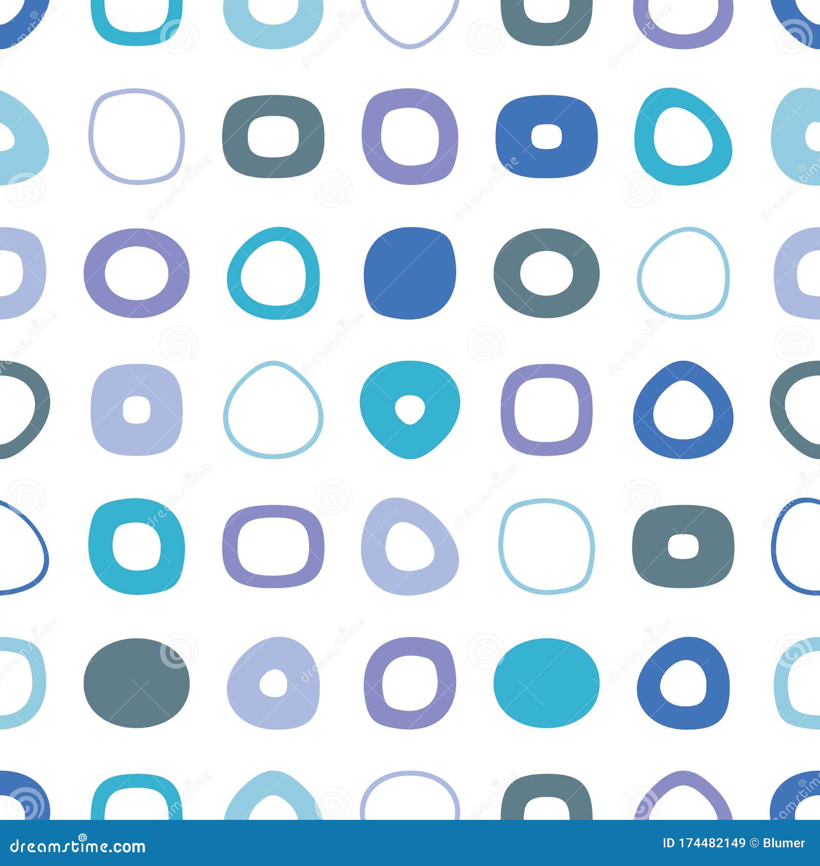 Blue Vector Seamless Pattern with Round Shapes Stock Vector ...