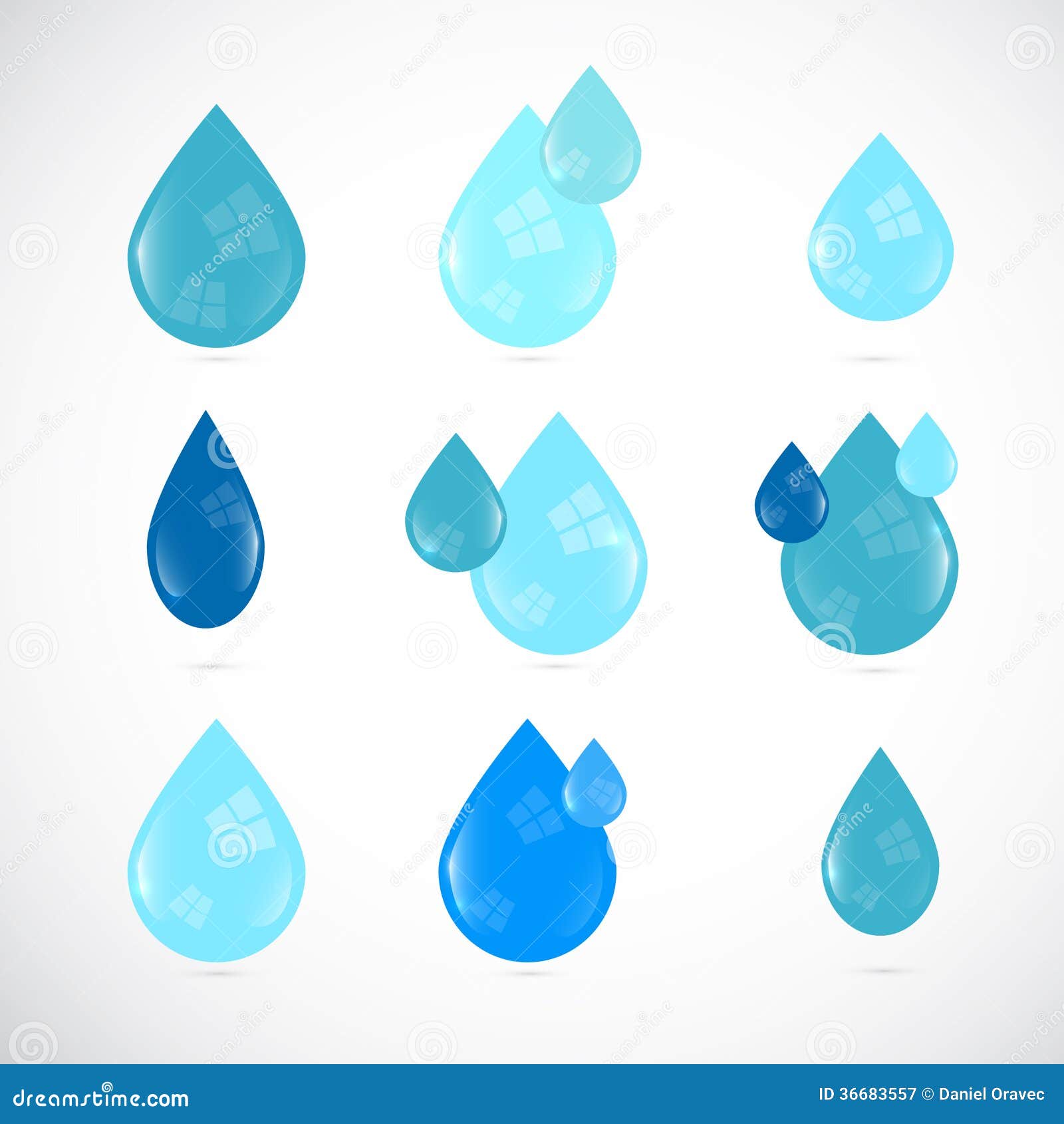 Blue Vector Water Drops Symbols Set Stock Vector - Illustration of ...