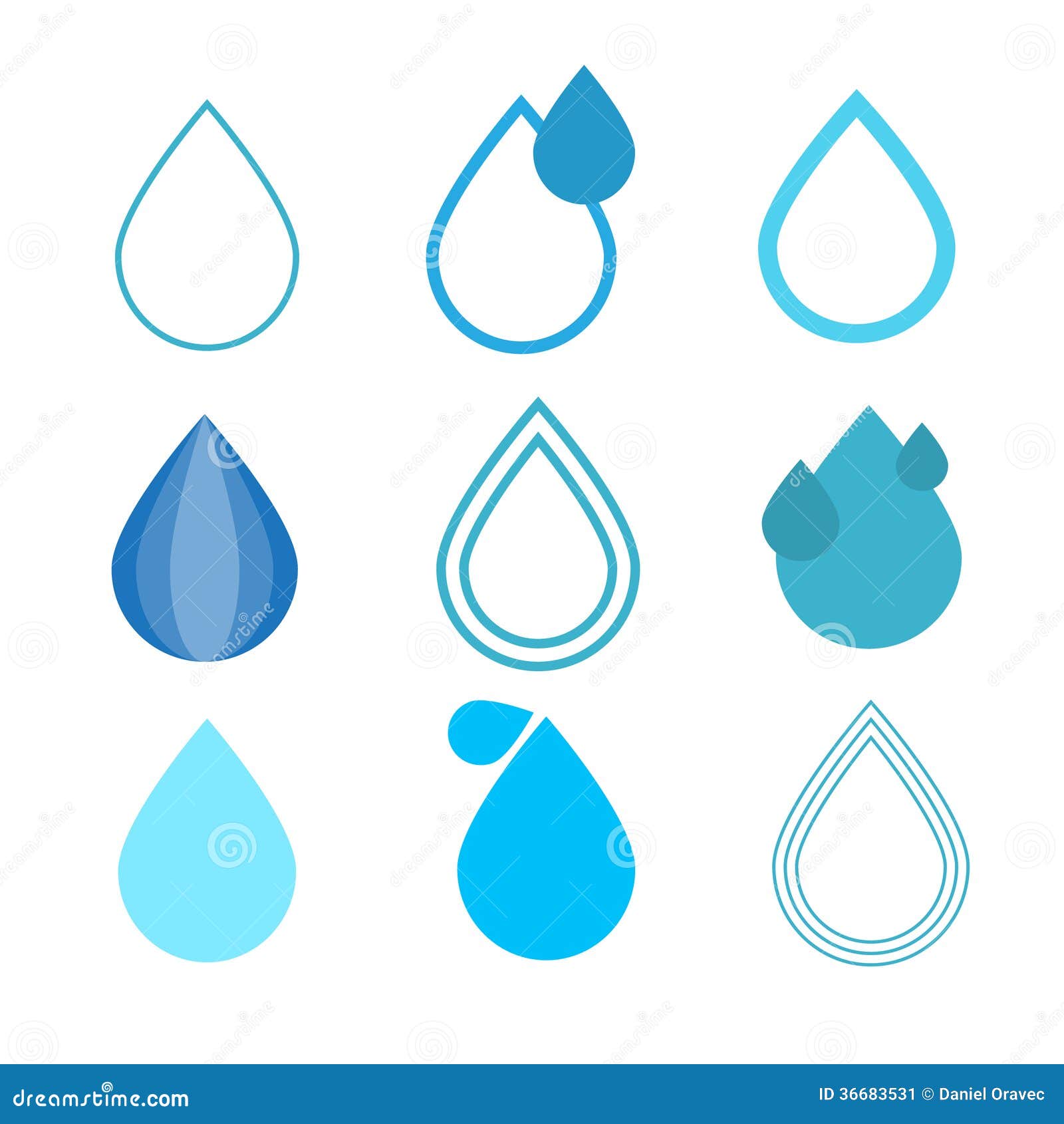 Blue Vector Water Drops Symbols Set | CartoonDealer.com #36683531