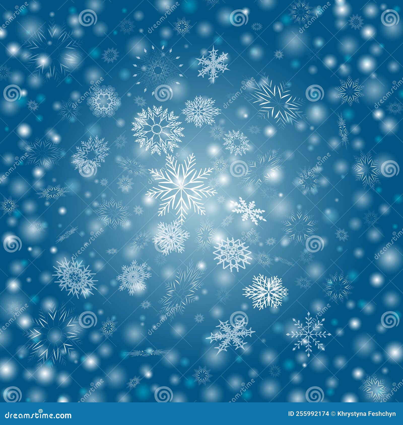 Blue Vector Winter Background with Flay Snowflakes Stock Vector ...