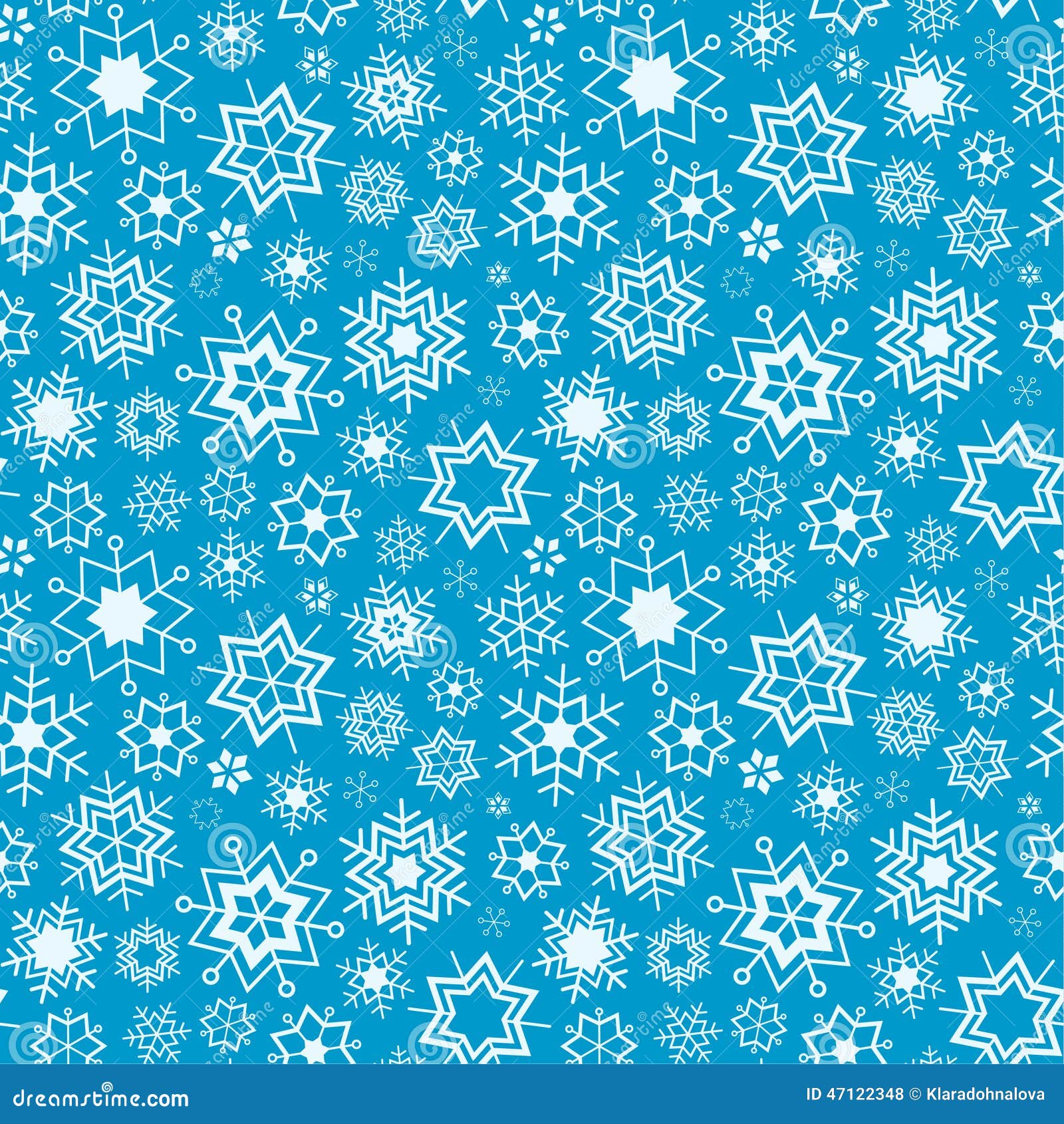 Blue Vector Winter Background with Snowflakes. Seamless Pattern. Stock ...