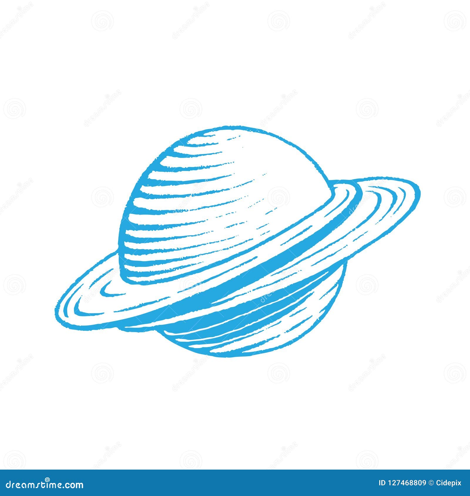 Blue Vectorized Ink Sketch of Planet Illustration Stock Vector ...