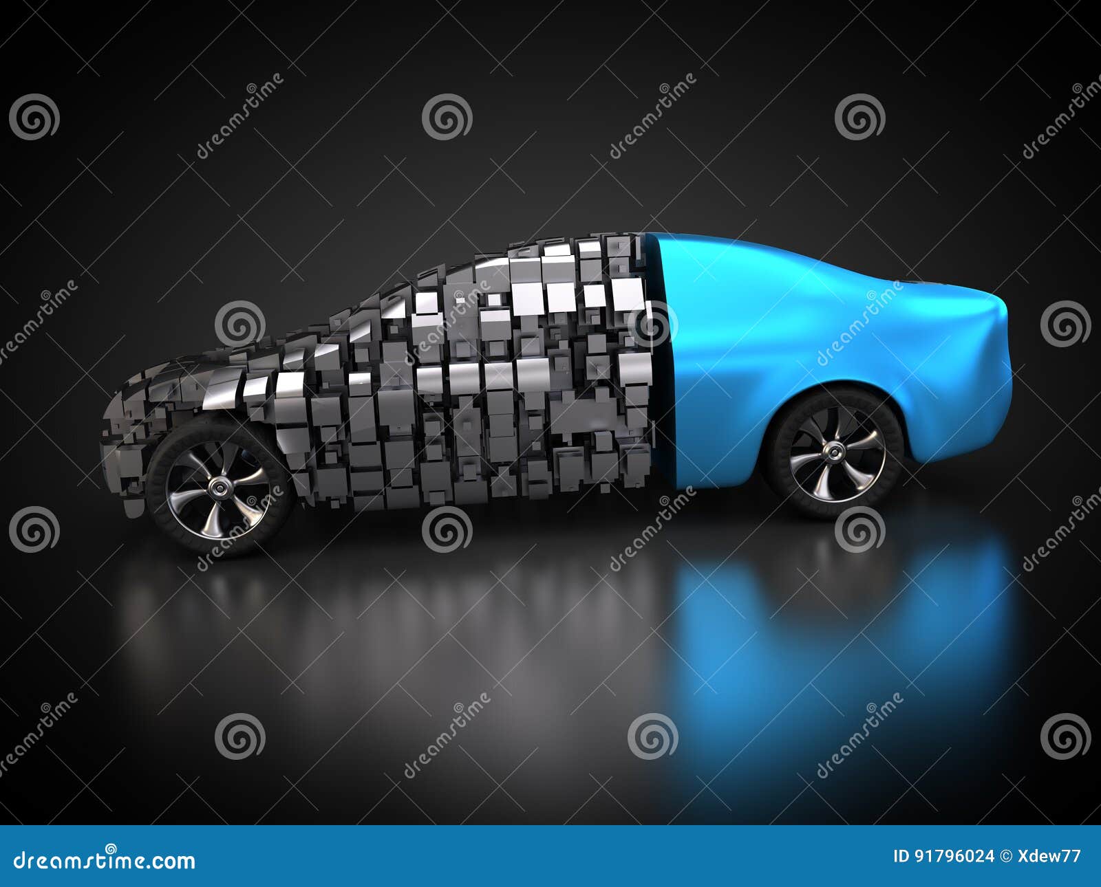 Blue Vehicle with Abstract Carbody Stock Illustration - Illustration of ...