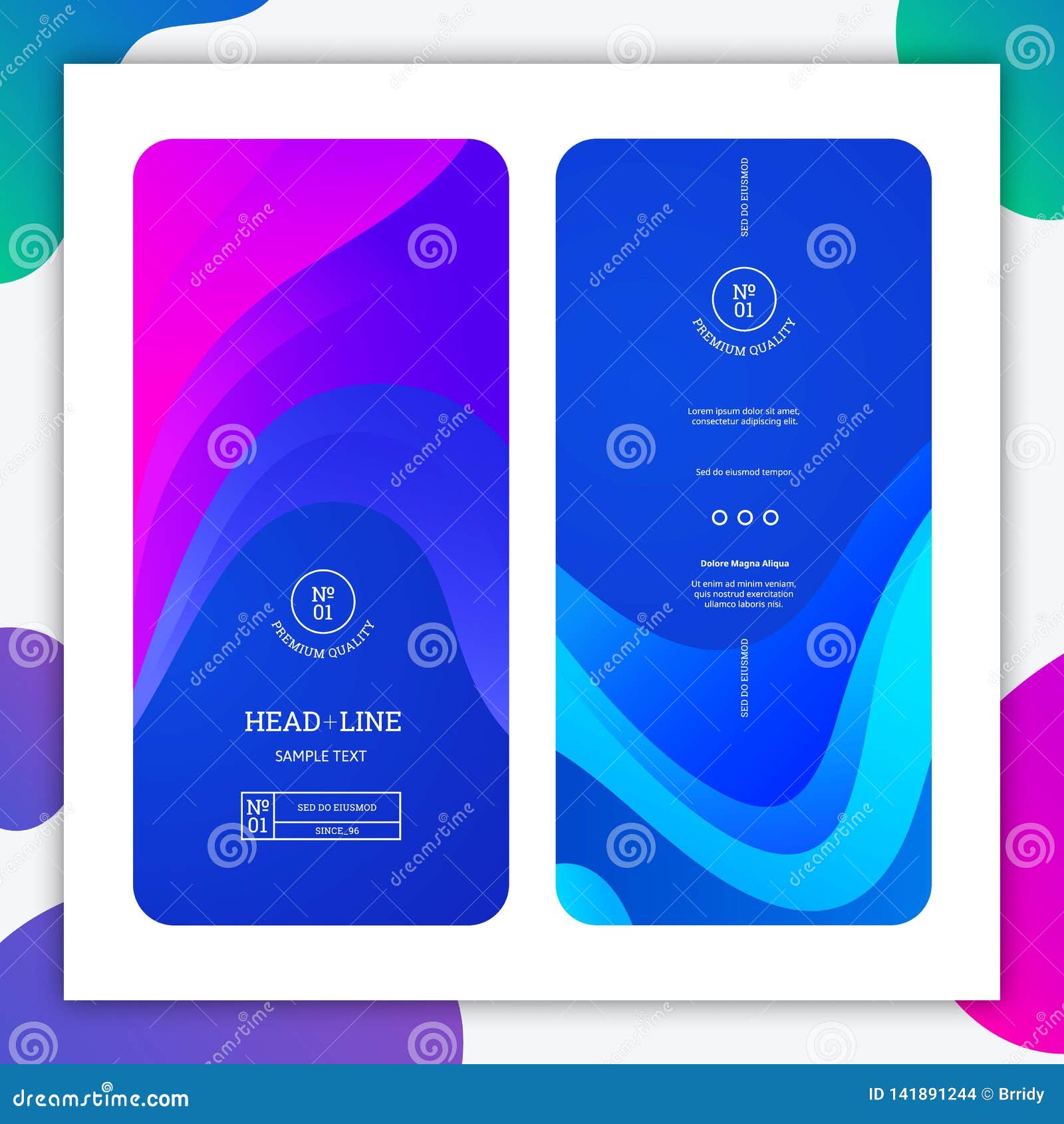 Blue Vertical Banners with Elegant Waves. App Background Design Concept ...