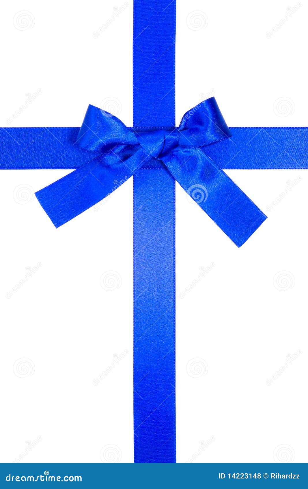 Blue Vertical Cross Ribbon with Bow Stock Photo - Image of christmas ...