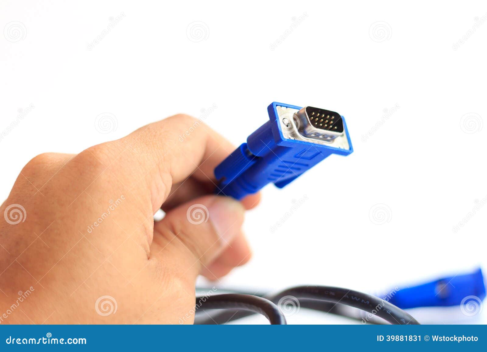 Blue Vga Wire Isolated on White Background Stock Image - Image of ...