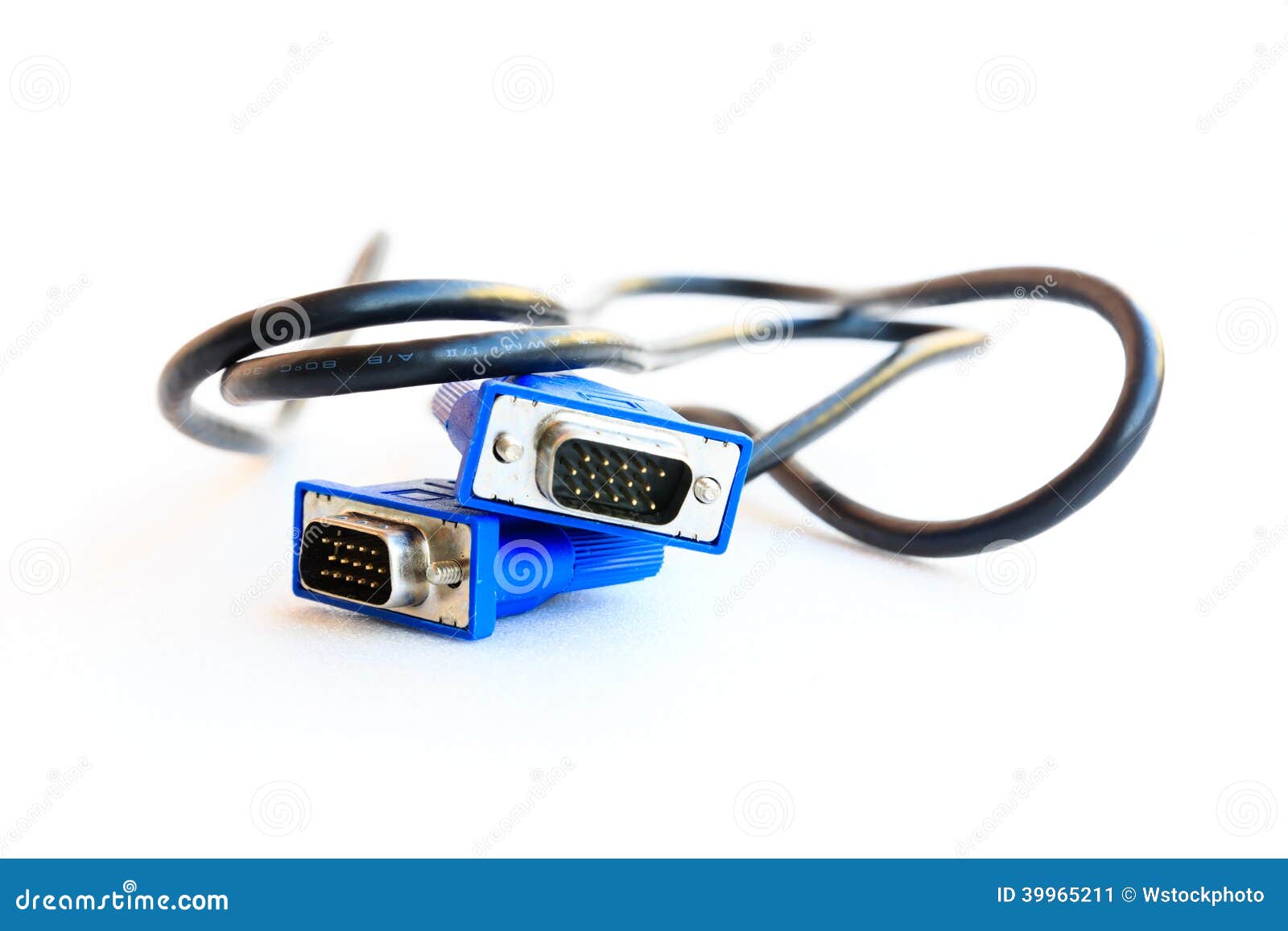 Blue Vga Wire Isolated on White Background Stock Image - Image of cable ...