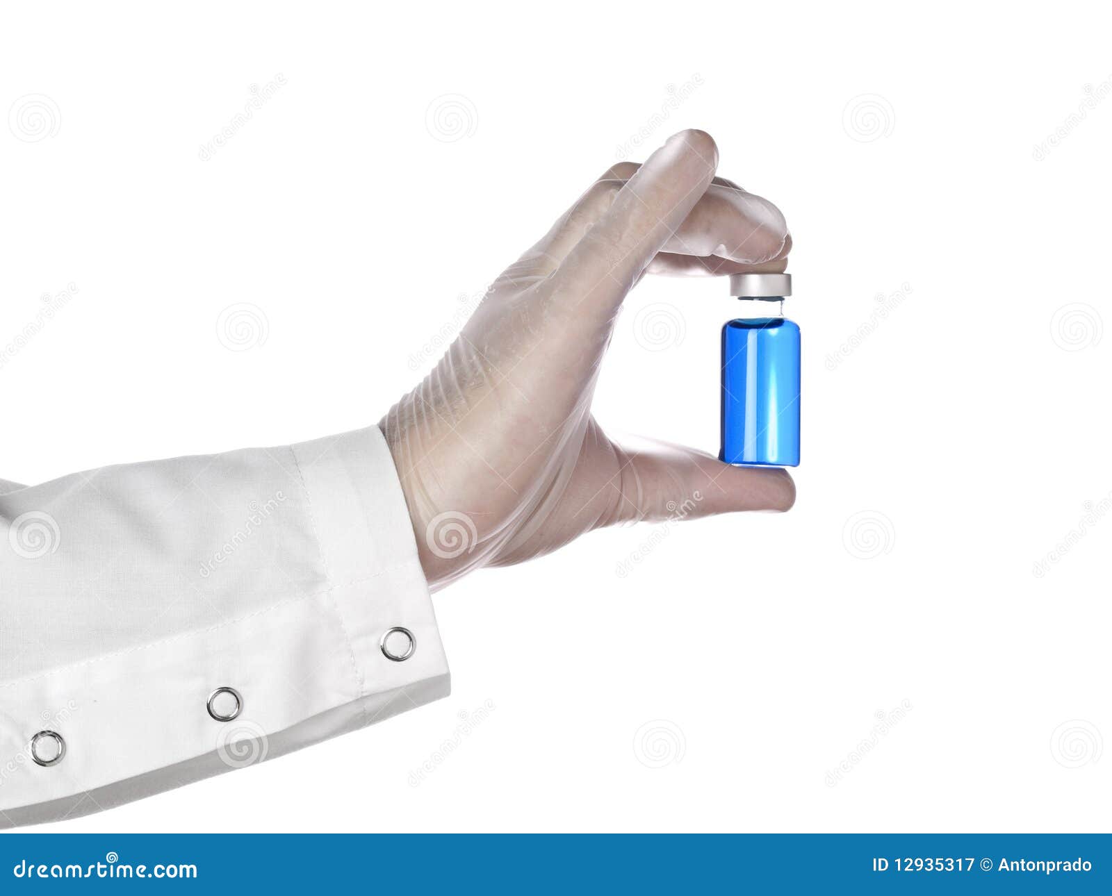 Blue vial on a hand stock image. Image of closeup, close - 12935317