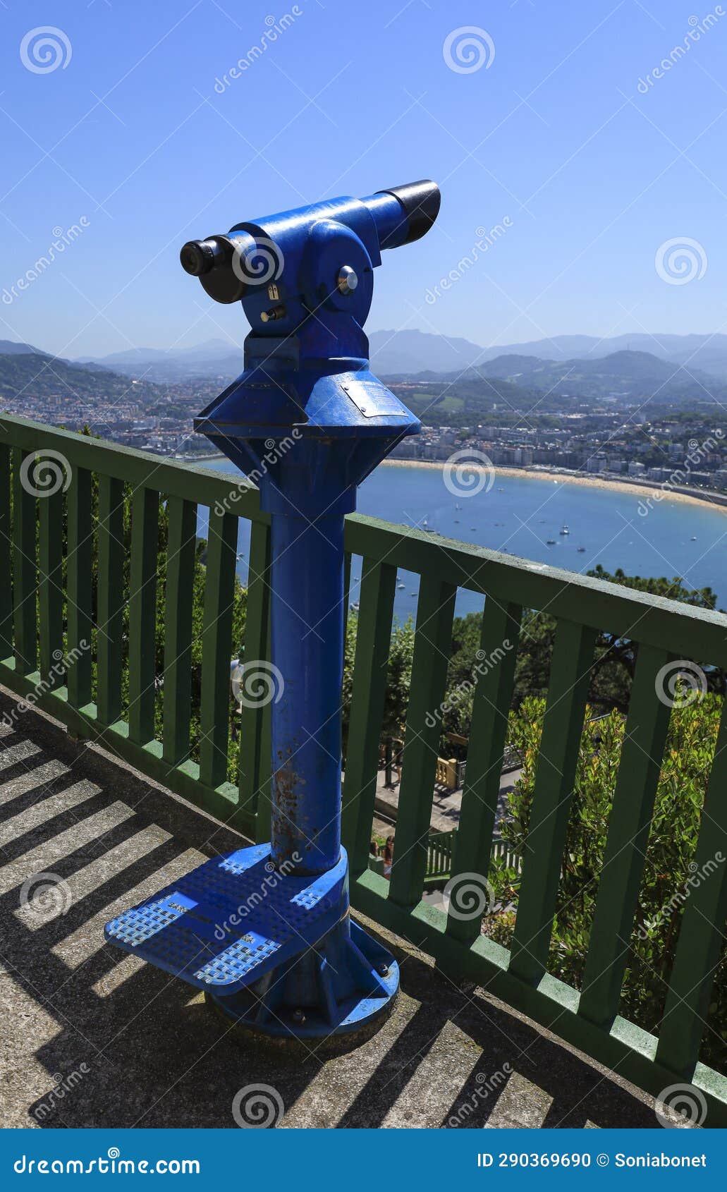 Blue Viewing Machine at Monte Urgull Viewpoint Stock Photo - Image of ...