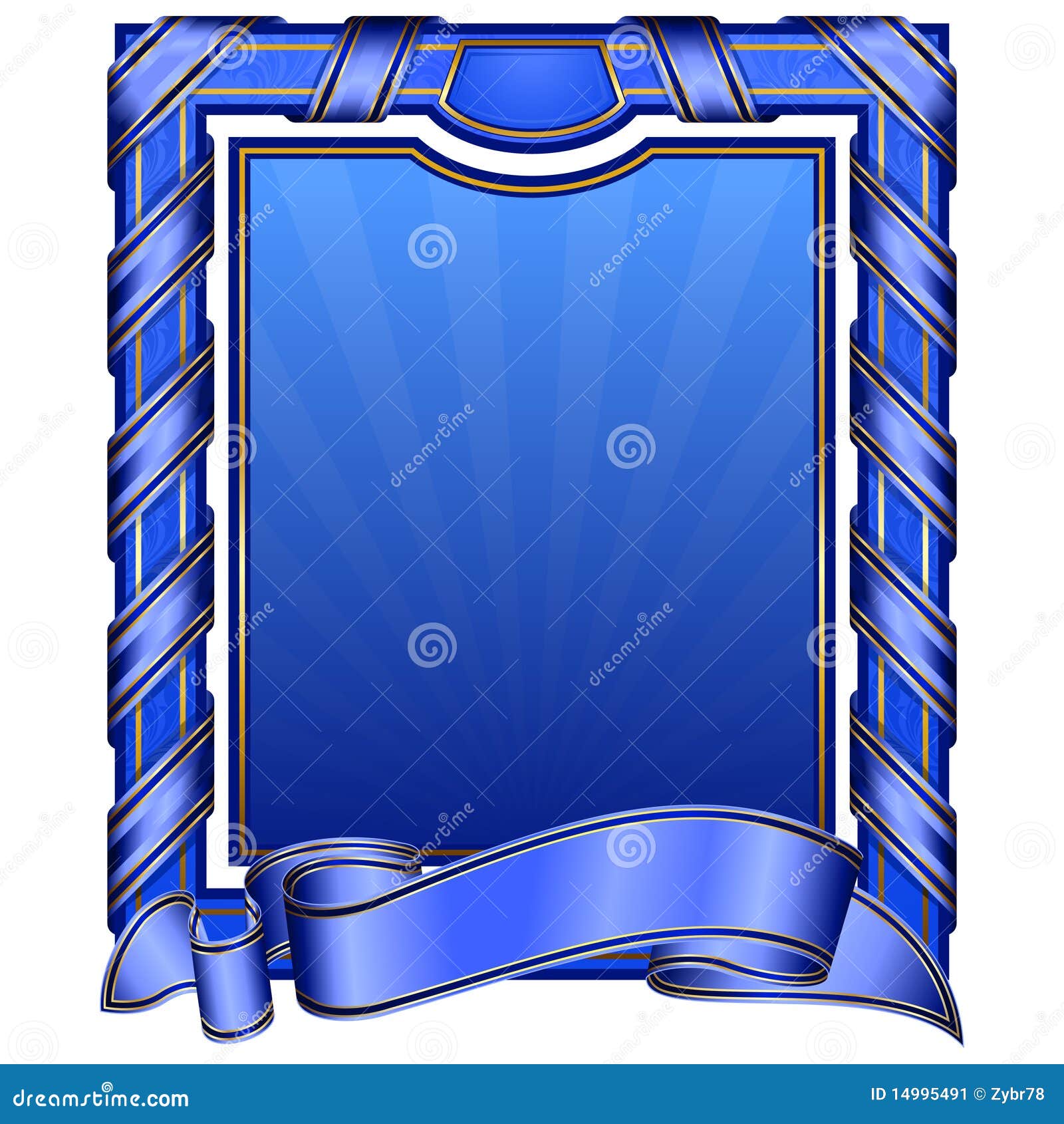 Blue Vintage Frame with Ribbon Stock Vector - Illustration of leaf ...