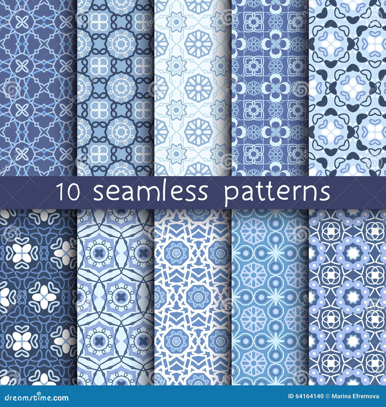 10 Blue Vintage Patterns for Universal Background Stock Vector ...