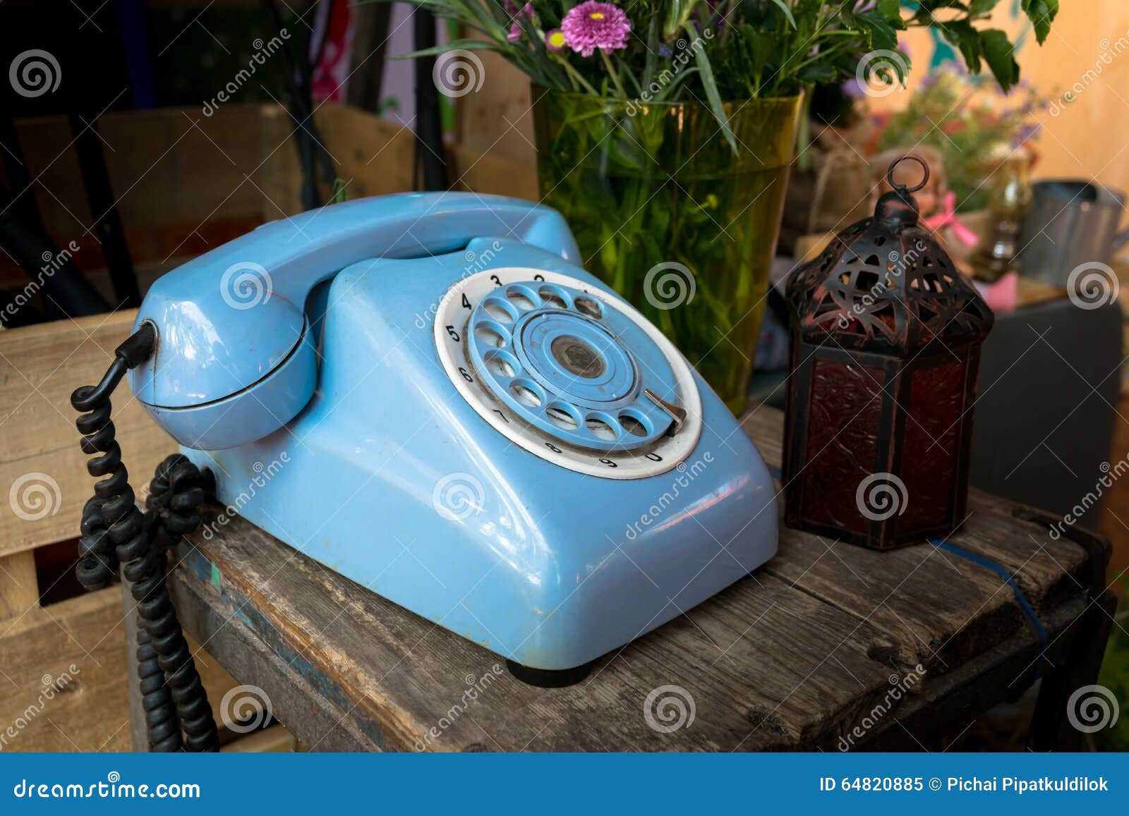 Blue vintage phone stock image. Image of telecommunications - 64820885