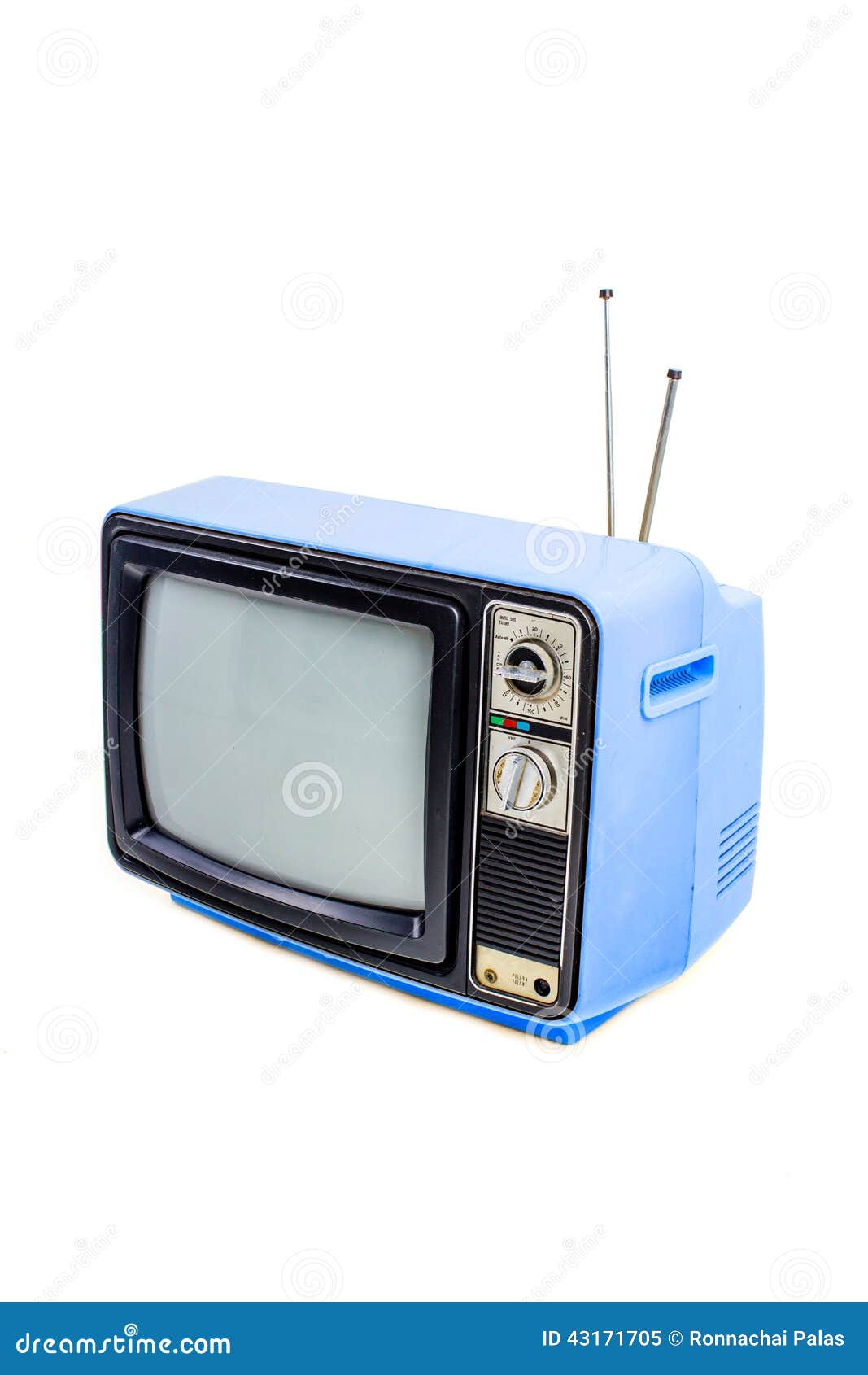 Blue Vintage Style Old Television Stock Image - Image of purple, white ...