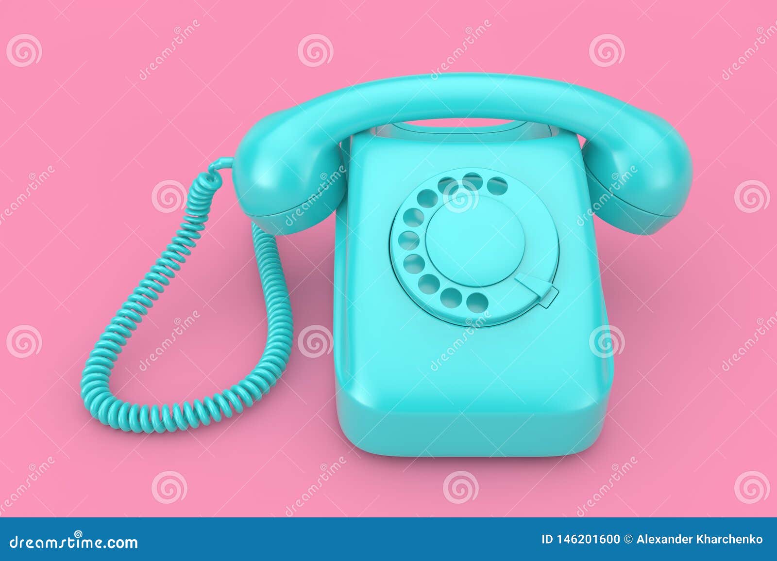 Blue Vintage Styled Rotary Phone. 3d Rendering Stock Illustration ...