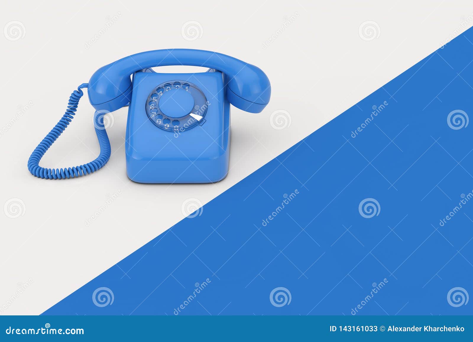Blue Vintage Styled Rotary Phone. 3d Rendering Stock Illustration ...