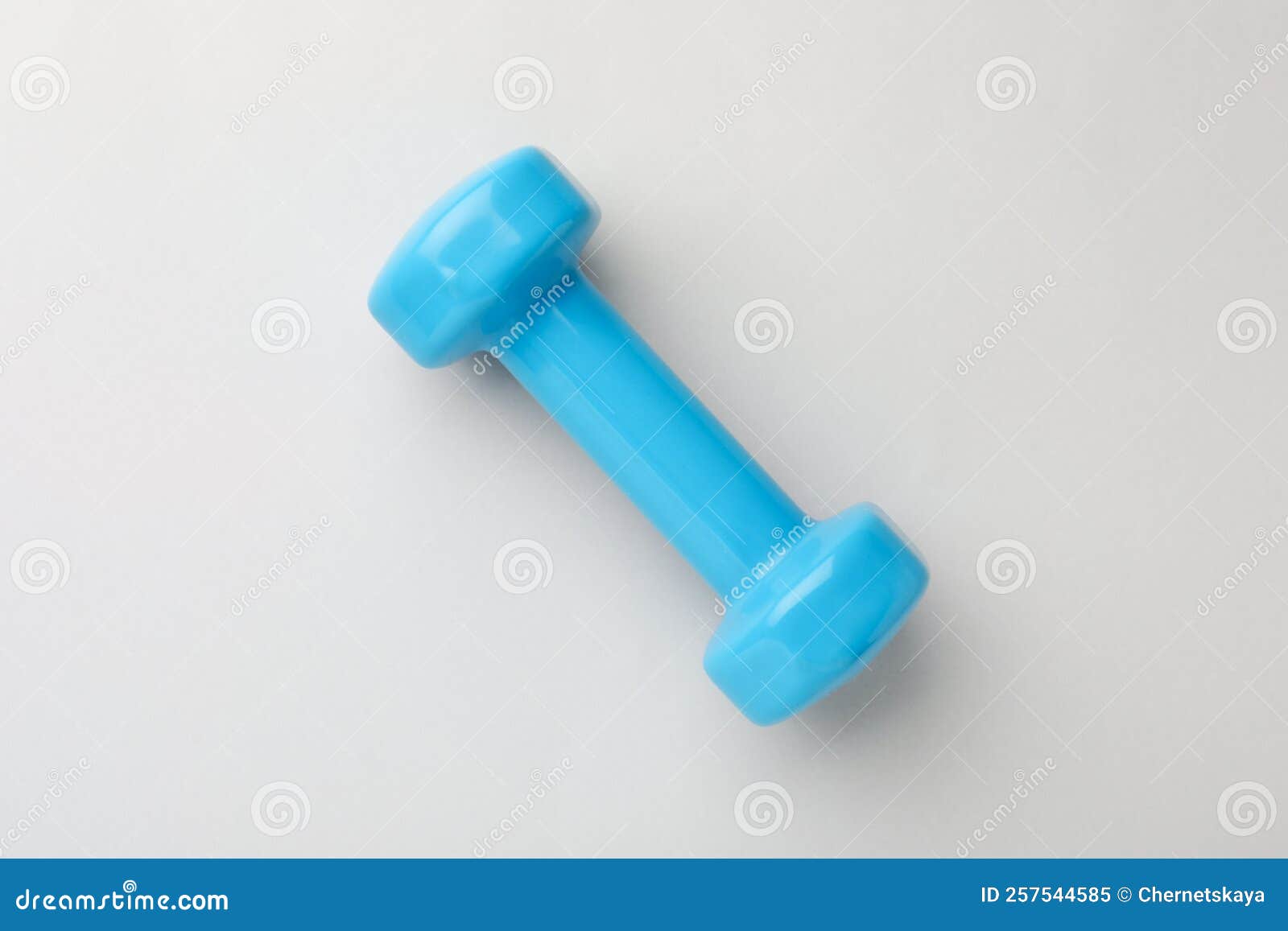Blue Vinyl Dumbbell on Light Background, Top View Stock Image - Image ...