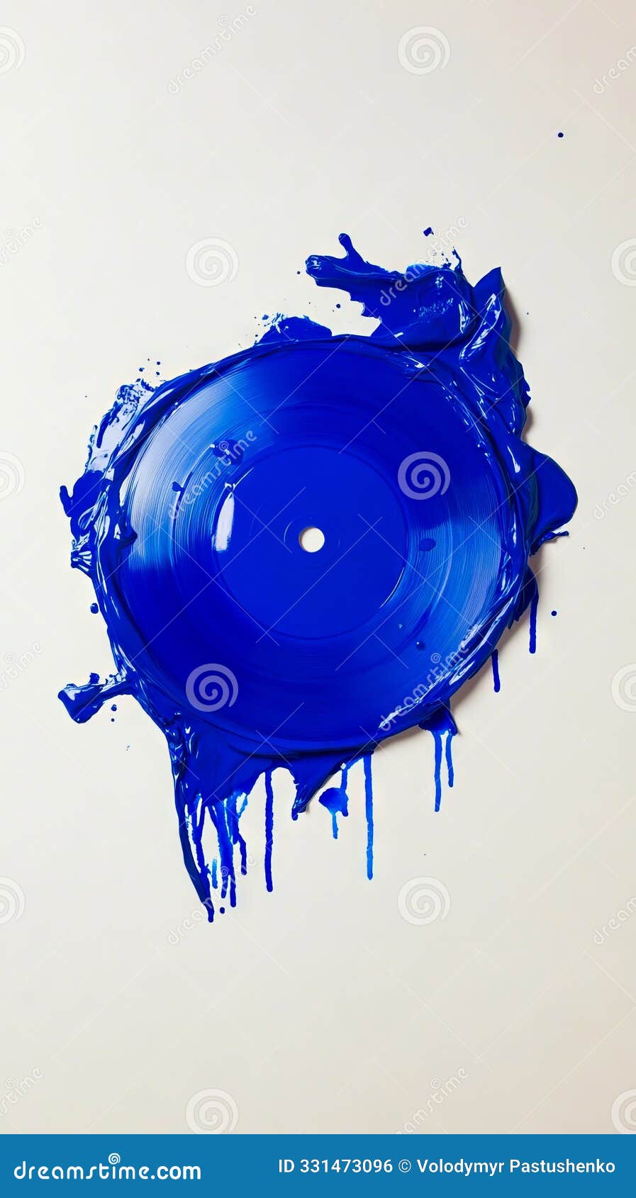 A Blue Vinyl Record with Blue Paint Splattered on it Stock Photo ...