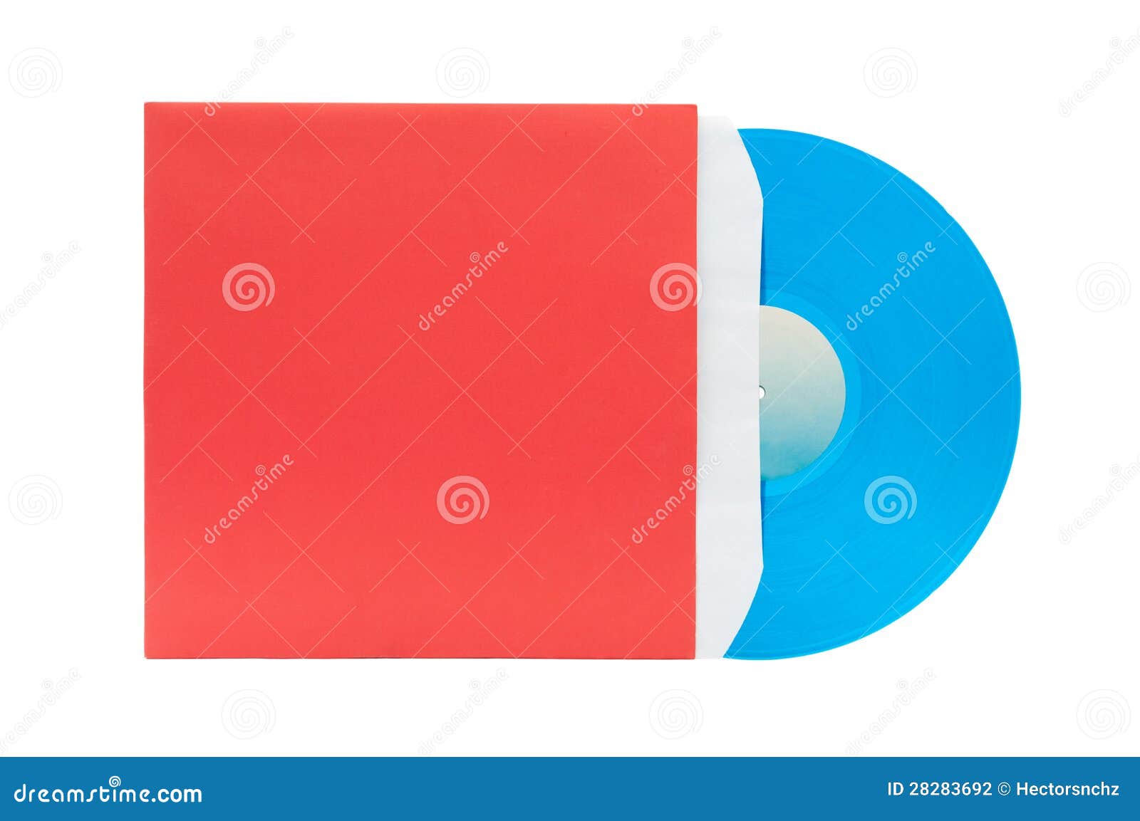 Blue vinyl with red cover stock photo. Image of album - 28283692