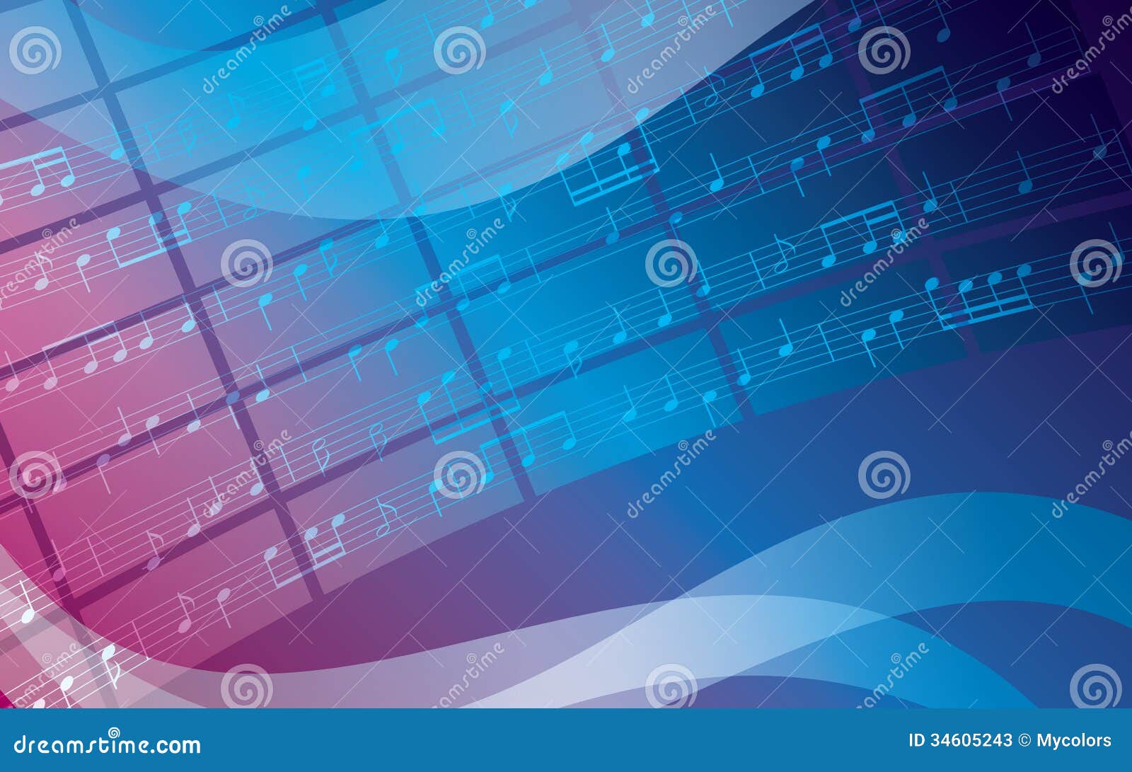 Blue Vector Background with Music Notes Stock Vector - Illustration of ...