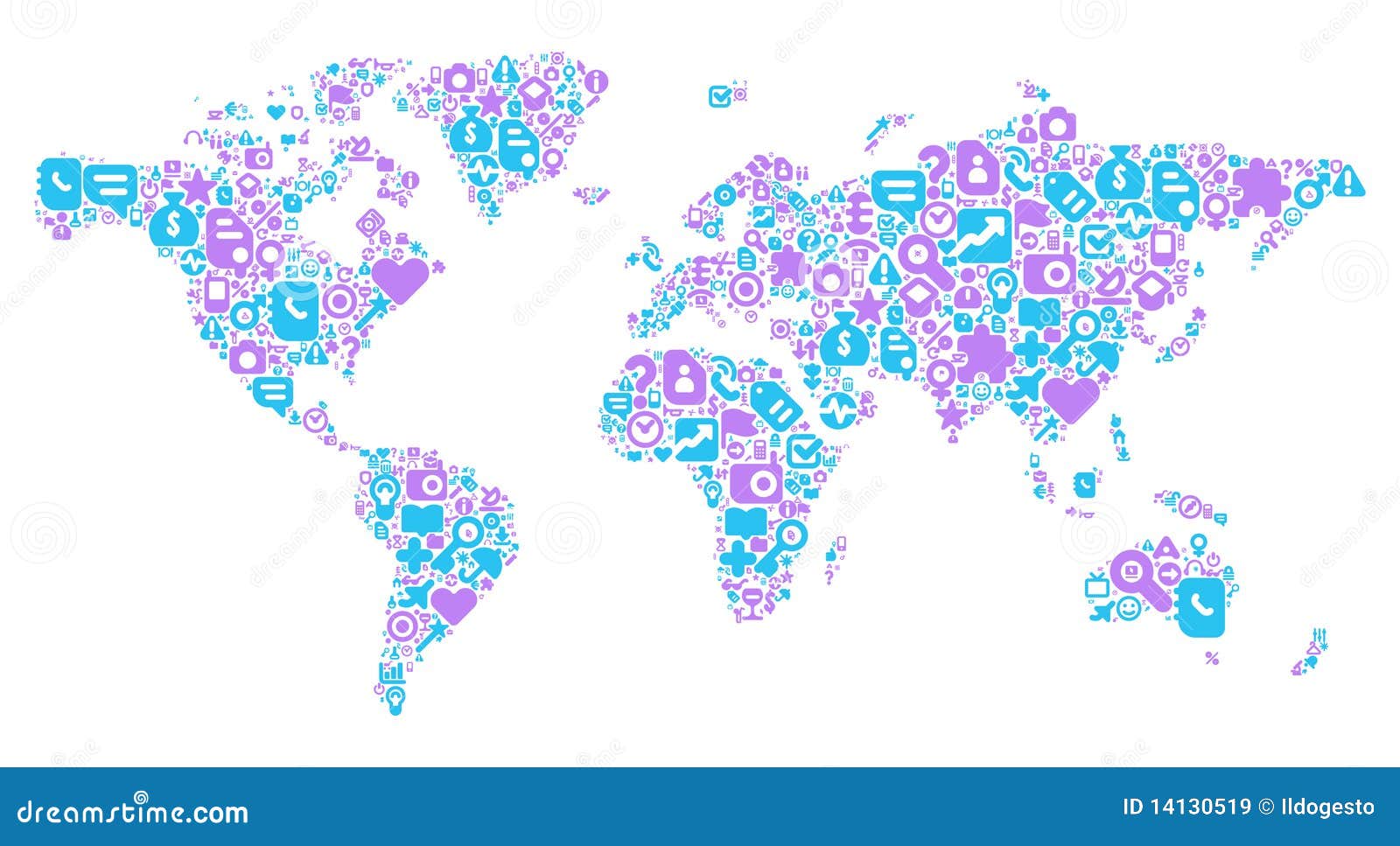 Blue and Violet Concept of World Map Stock Vector - Illustration of ...