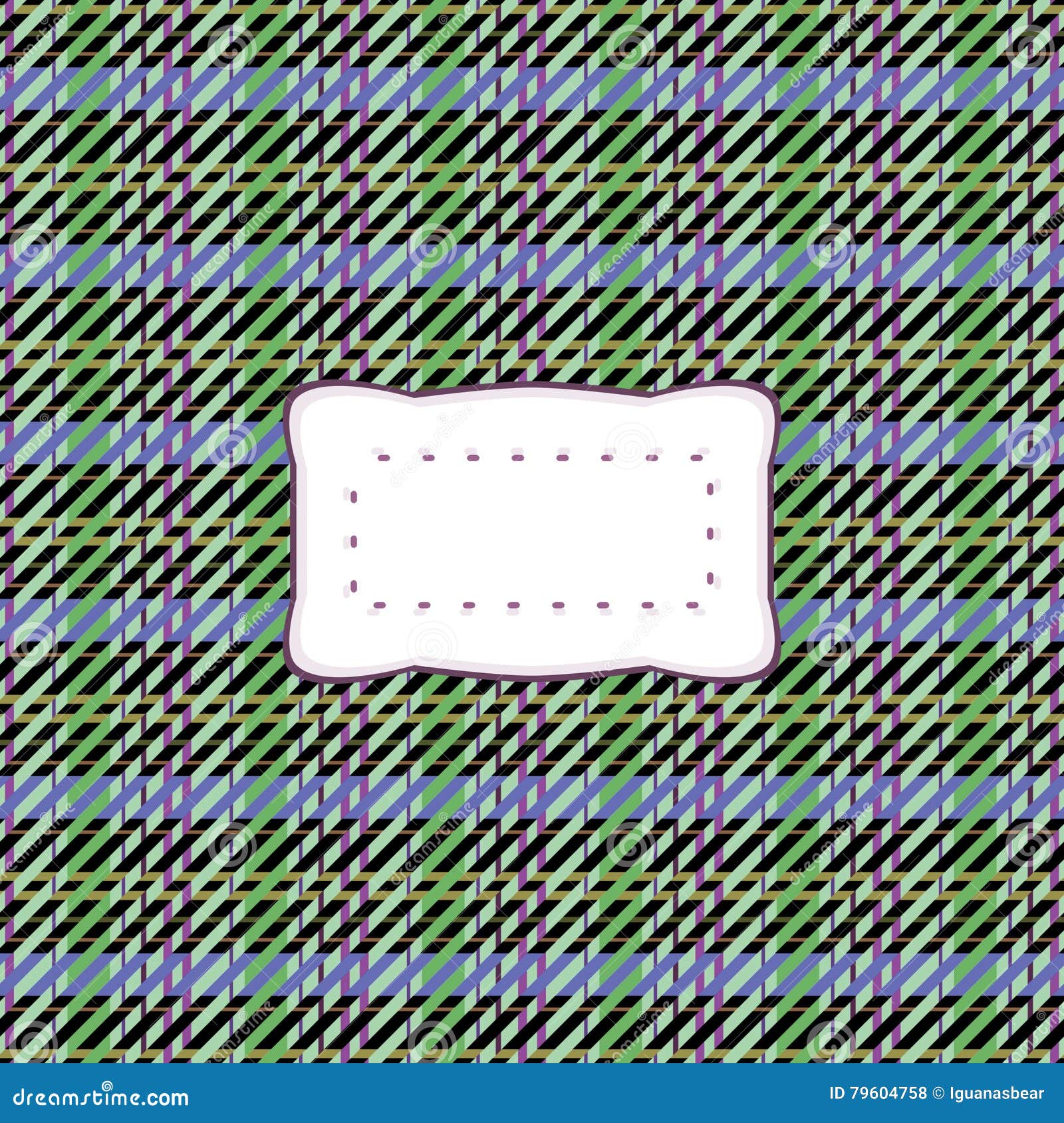 Blue Violet Green Checkered Texture with Etiquette Stock Illustration ...