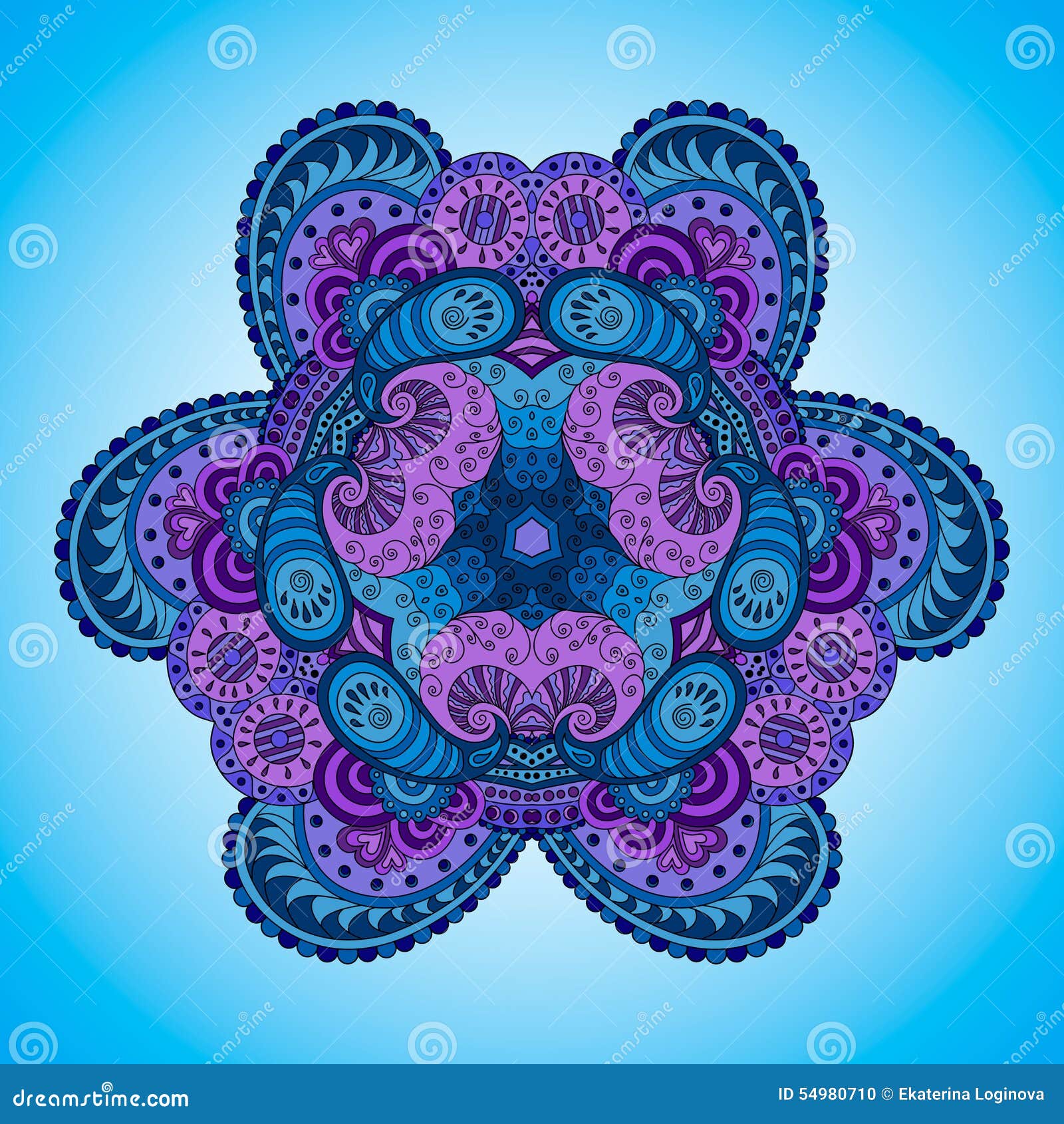 Blue-violet mandala. stock vector. Illustration of filigree - 54980710