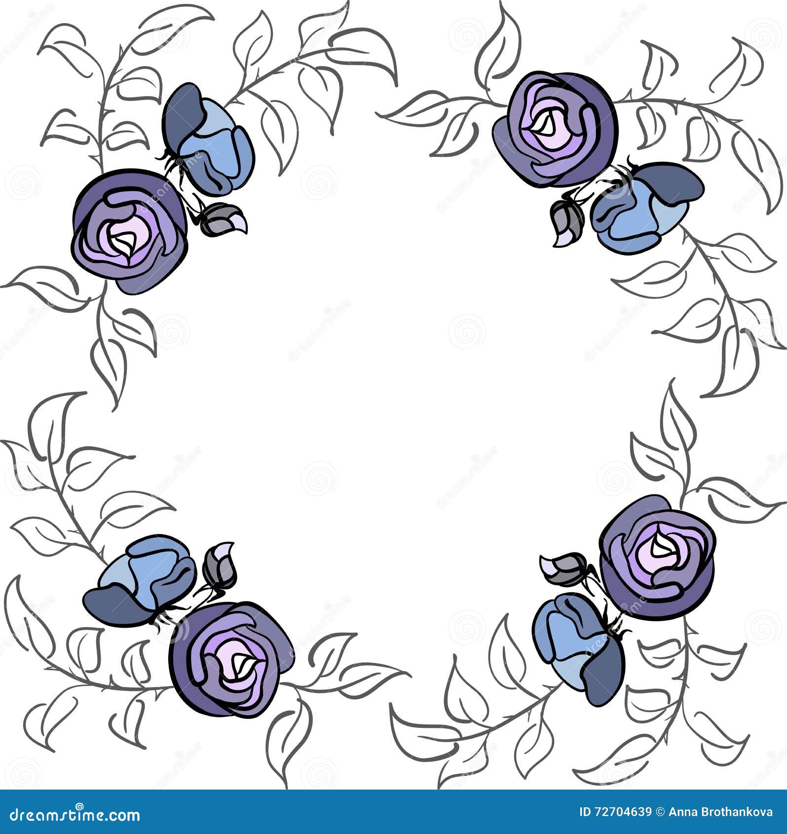 Blue and Violet Rose Border Stock Vector - Illustration of decorative ...