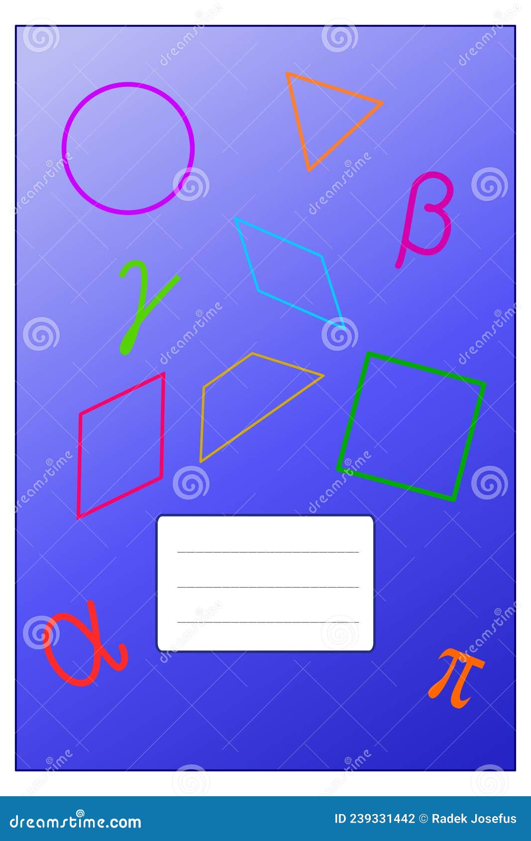 The Blue-violet School Notebook with Mathematical Patterns Stock Vector ...