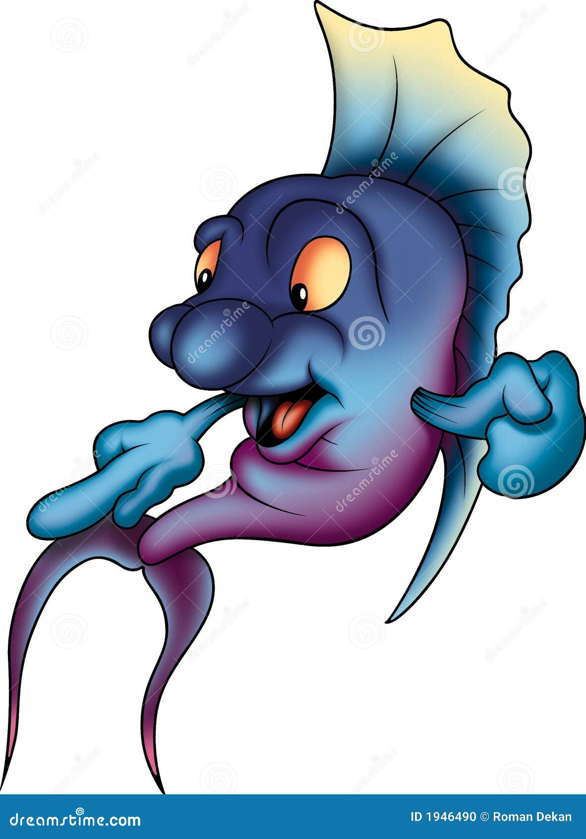 Blue-violet smiling fish stock illustration. Illustration of aquatic ...