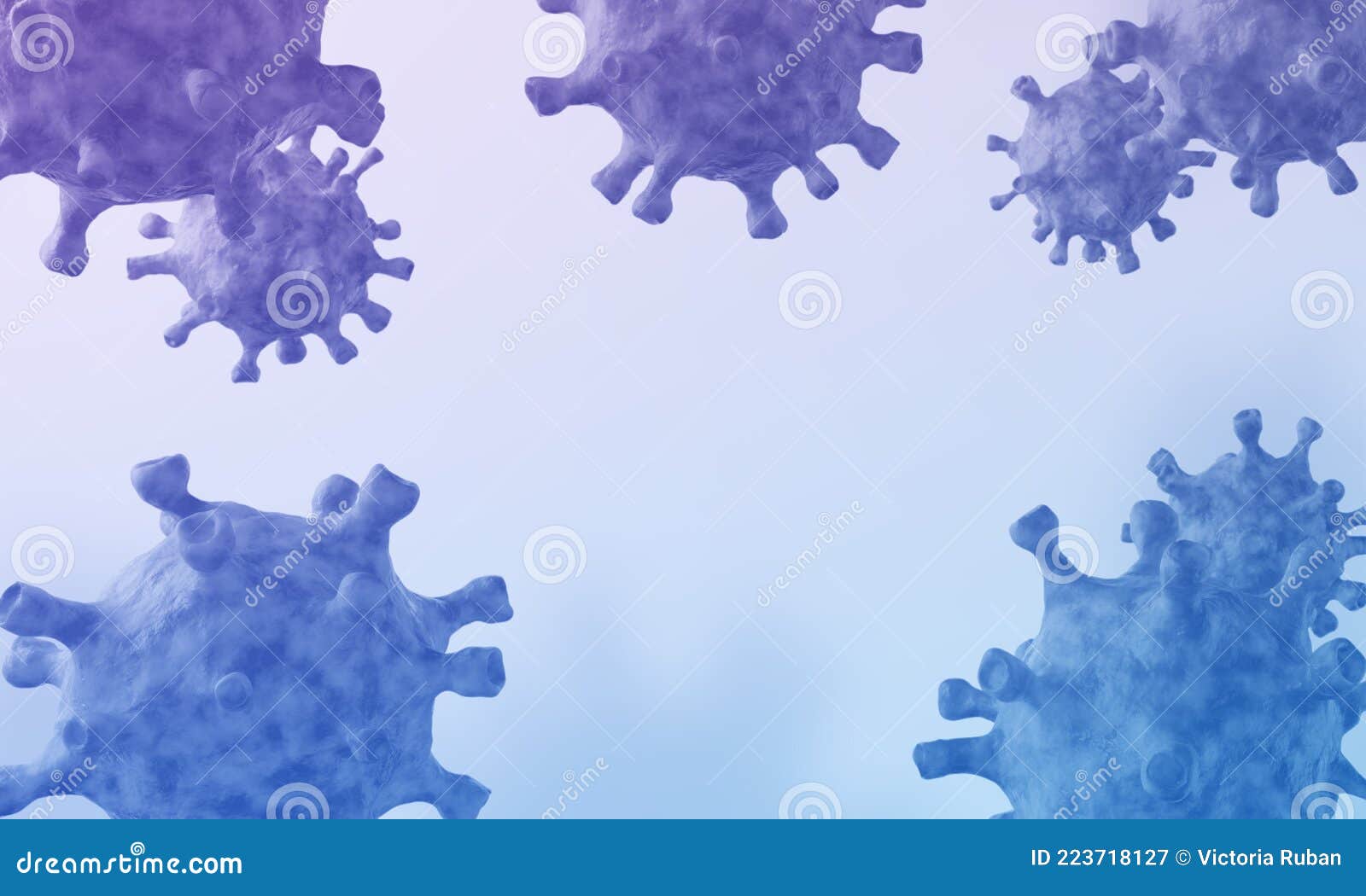 Blue-violet Viruses with Empty Place for Your Text Stock Illustration ...