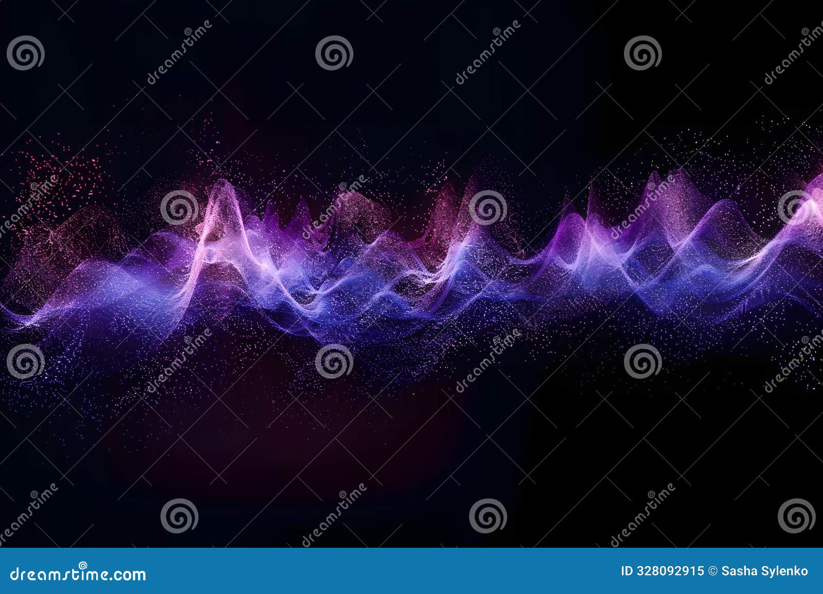 Blue-violet Wave of Shining Dots. Abstract Wave on a Dark Background ...