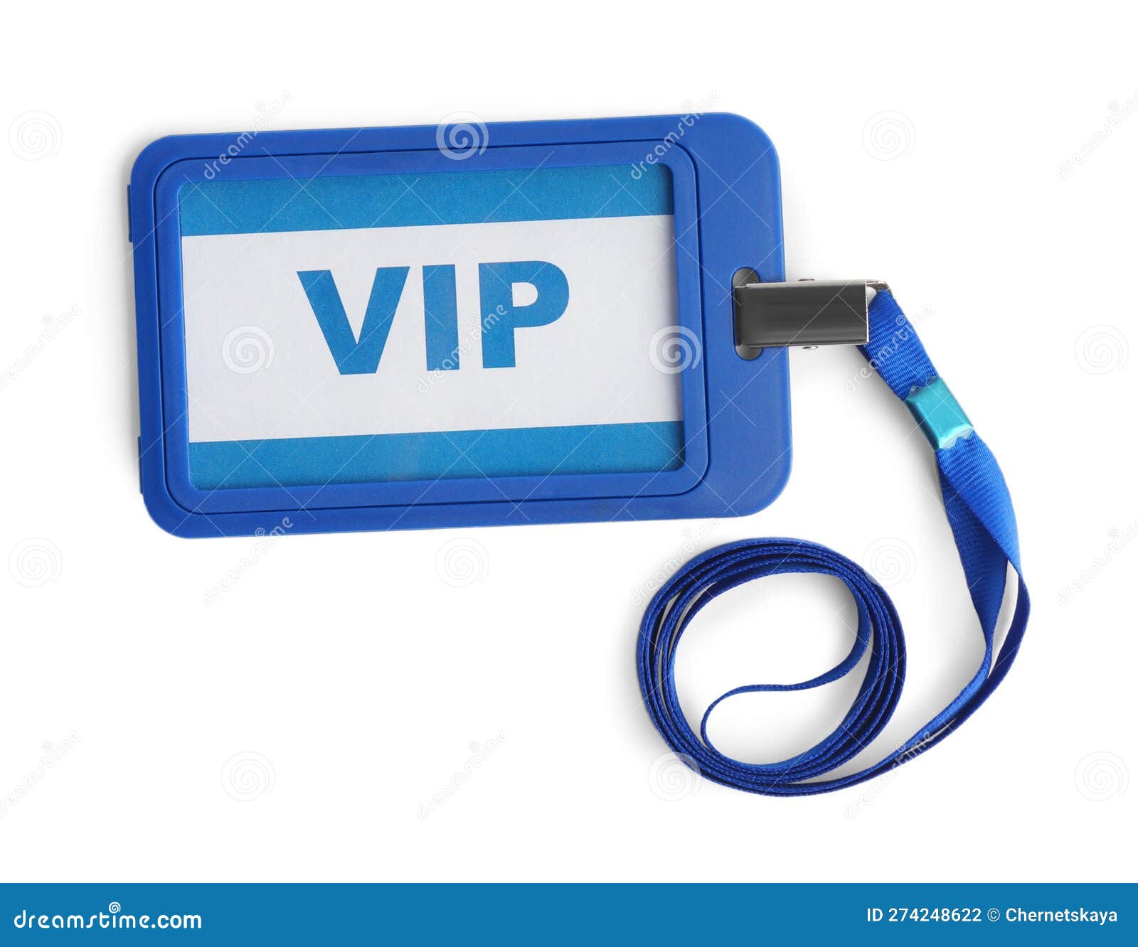 Blue Vip Badge Isolated on White, Top View Stock Photo - Image of ...