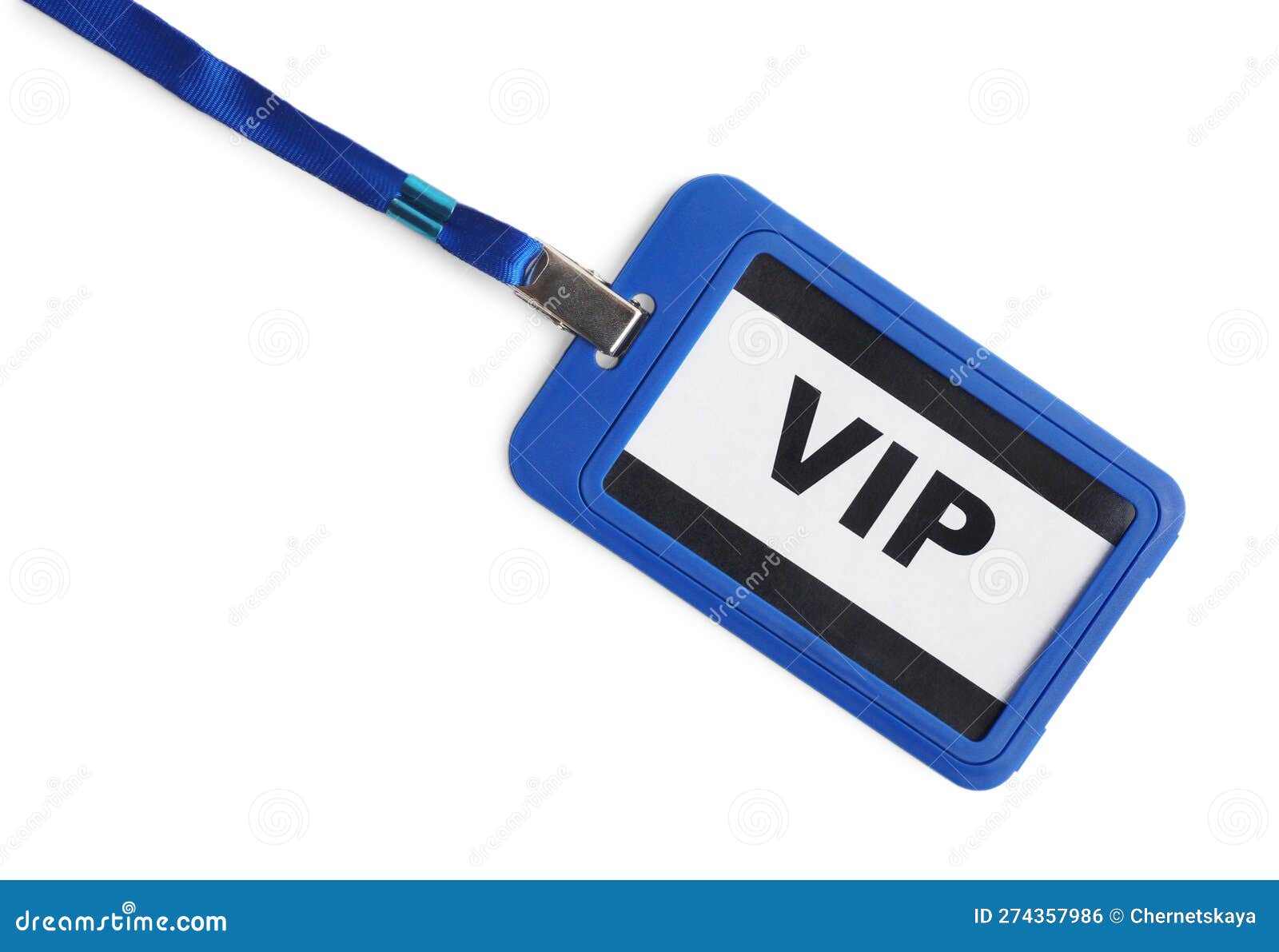 Blue Vip Badge Isolated on White, Top View Stock Photo - Image of ...