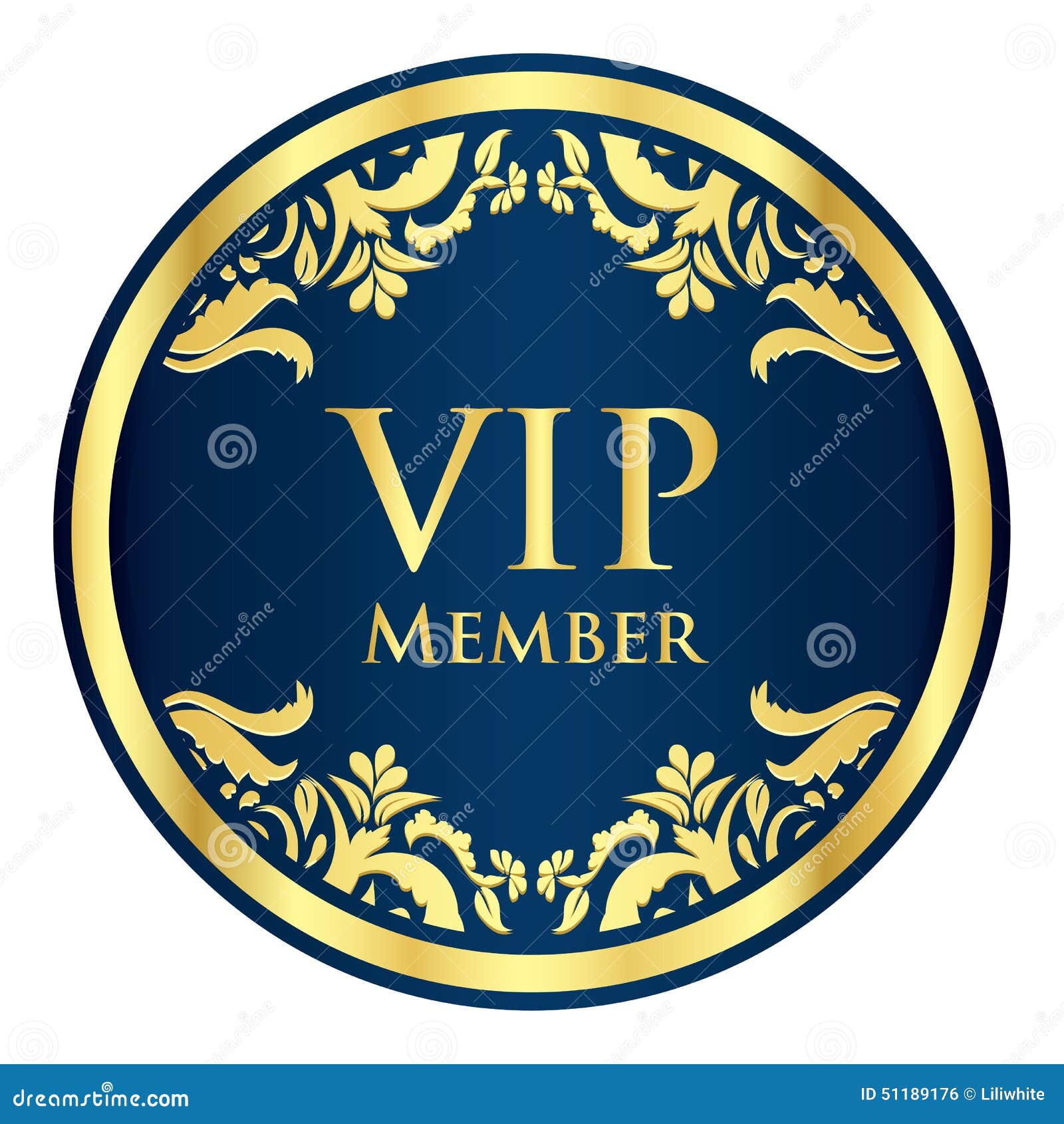 Blue VIP Member Badge with Golden Vintage Pattern Stock Vector ...