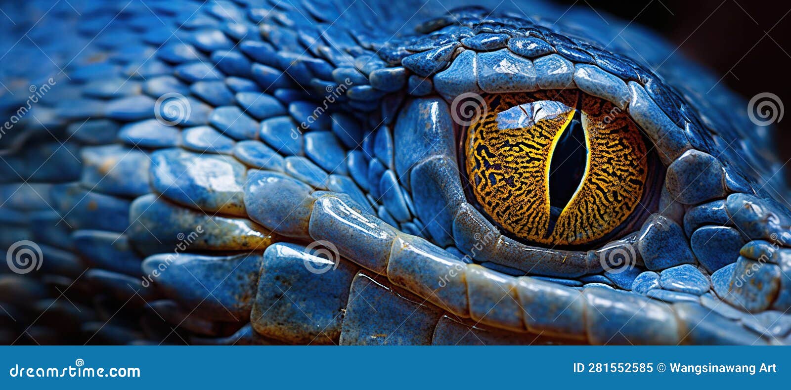 Blue Viper Snake Closeup Face Generative AI Stock Illustration ...