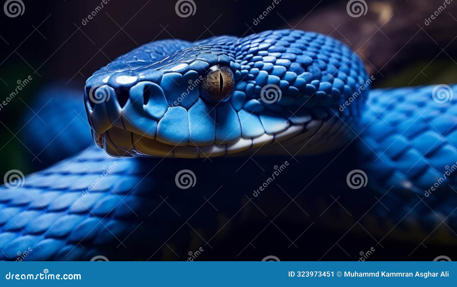 Blue Viper Snake Generative Ai Stock Illustration - Illustration of ...