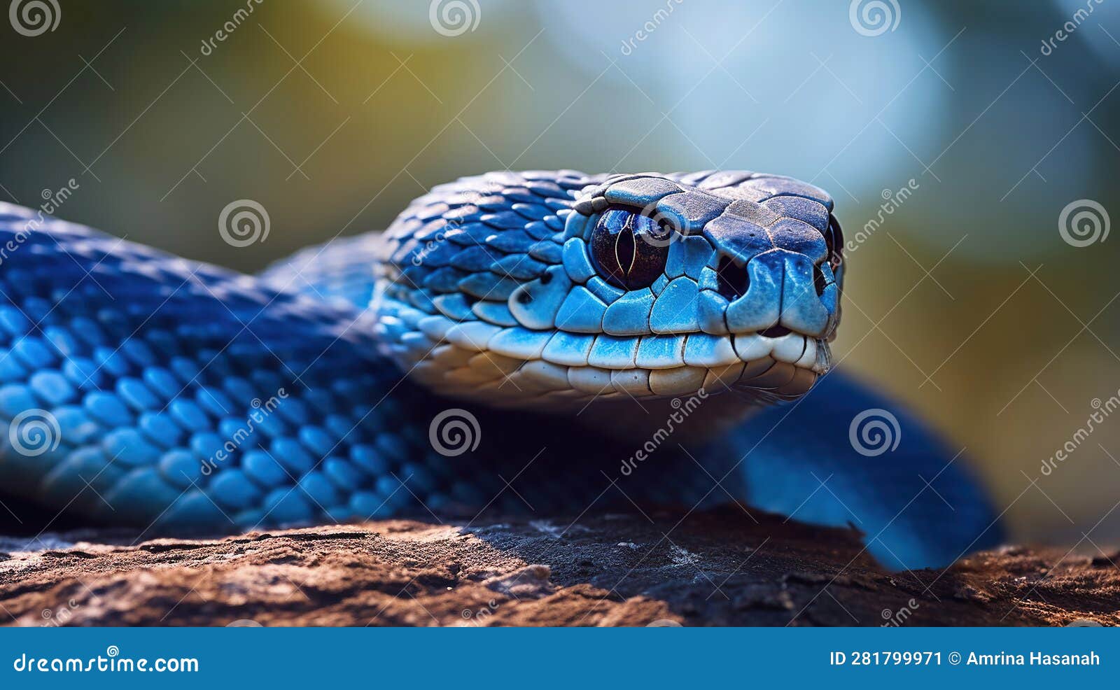 Blue Venomous Snake Illustration With Lifelike Detail Stock Photography ...