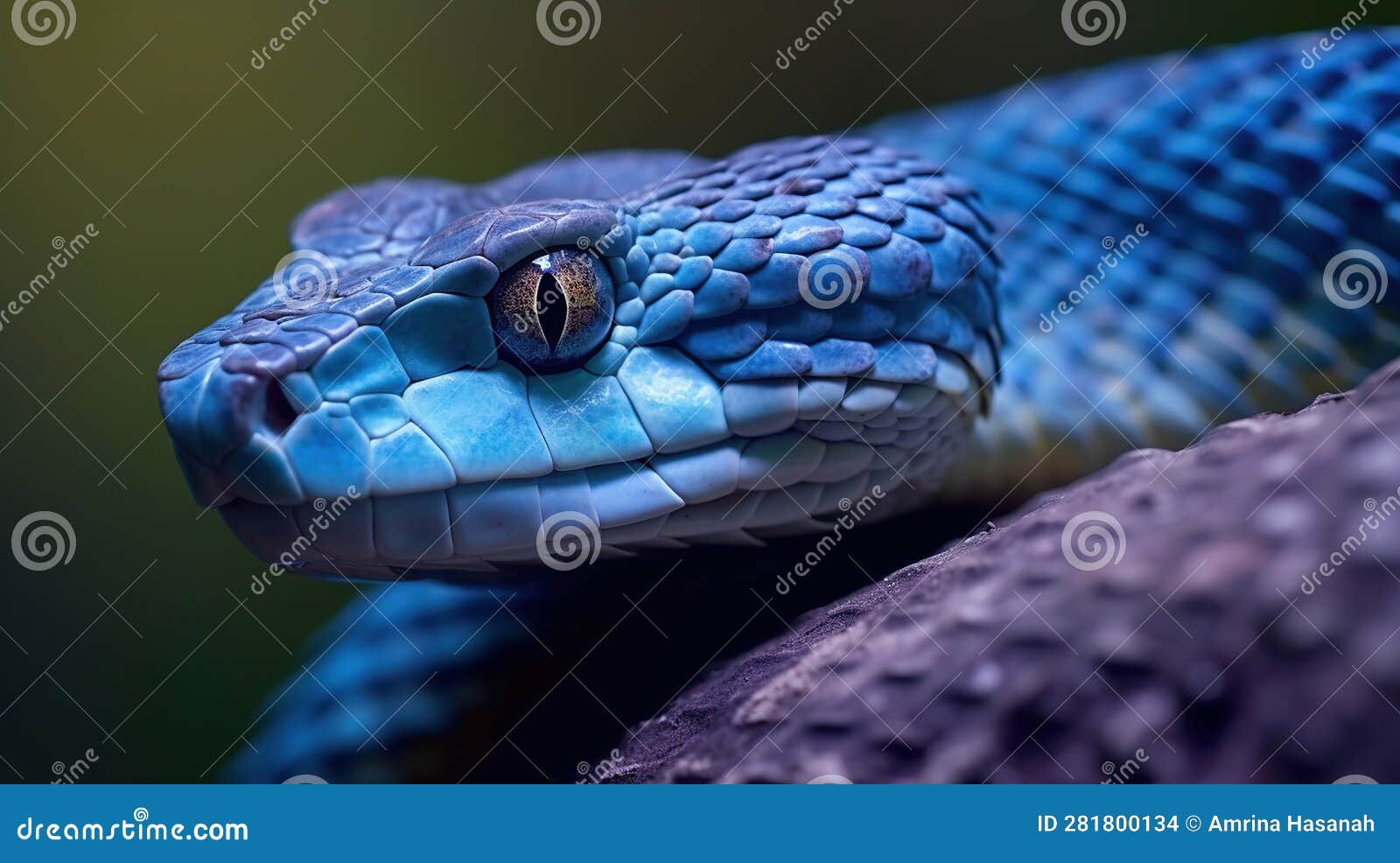 Blue Venomous Snake Illustration With Lifelike Detail Stock Photography ...