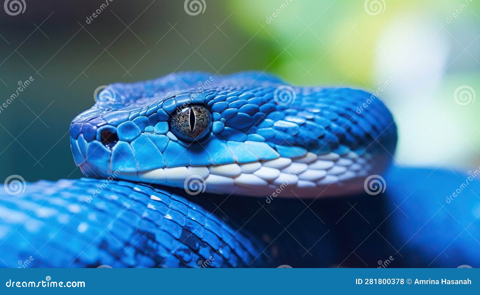 Blue Venomous Snake Illustration With Lifelike Detail Stock Photography ...
