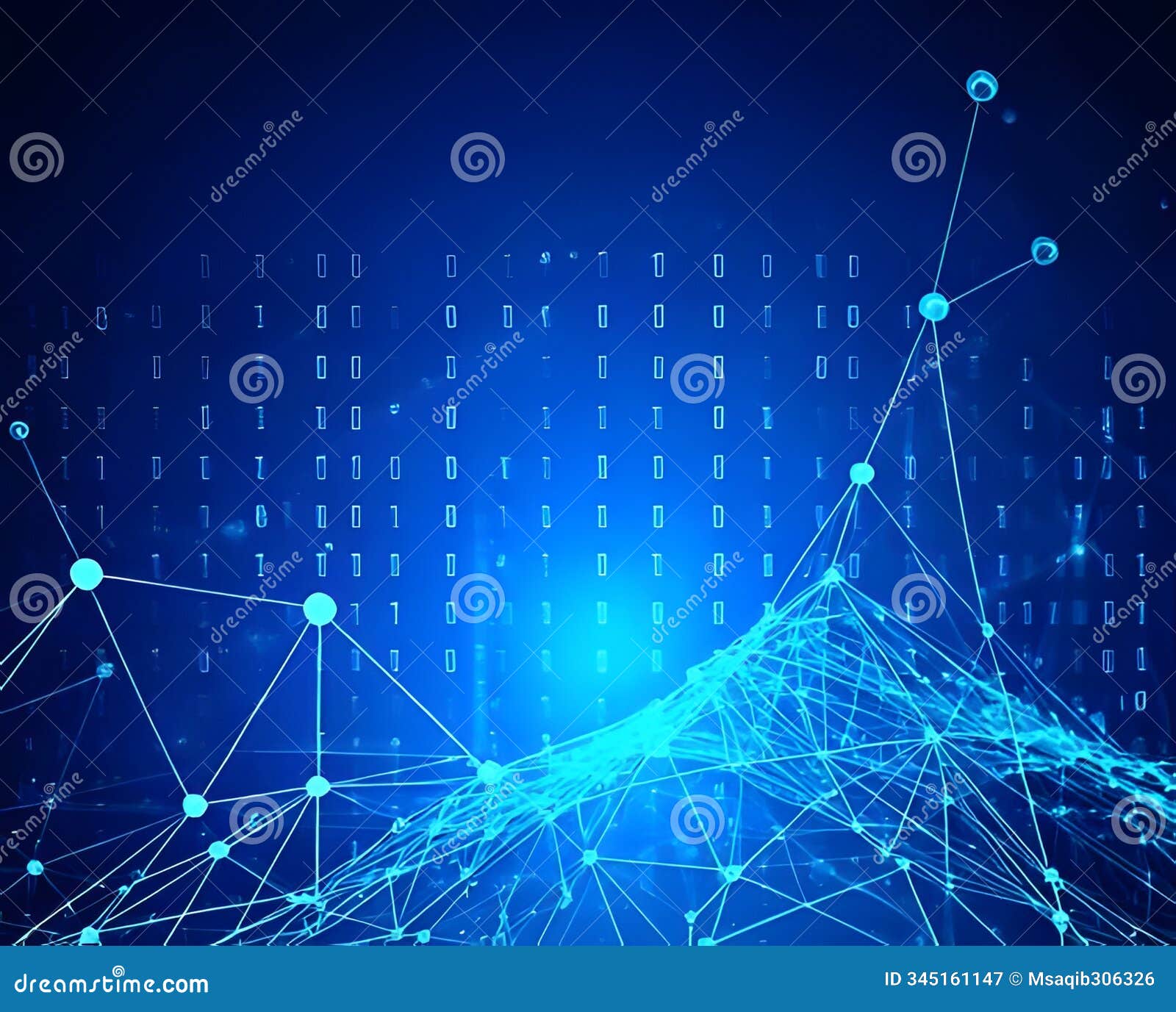 Blue Virtual Technology, Big Data Analysis, Technology Network Background, Nodes of Blue Light ...