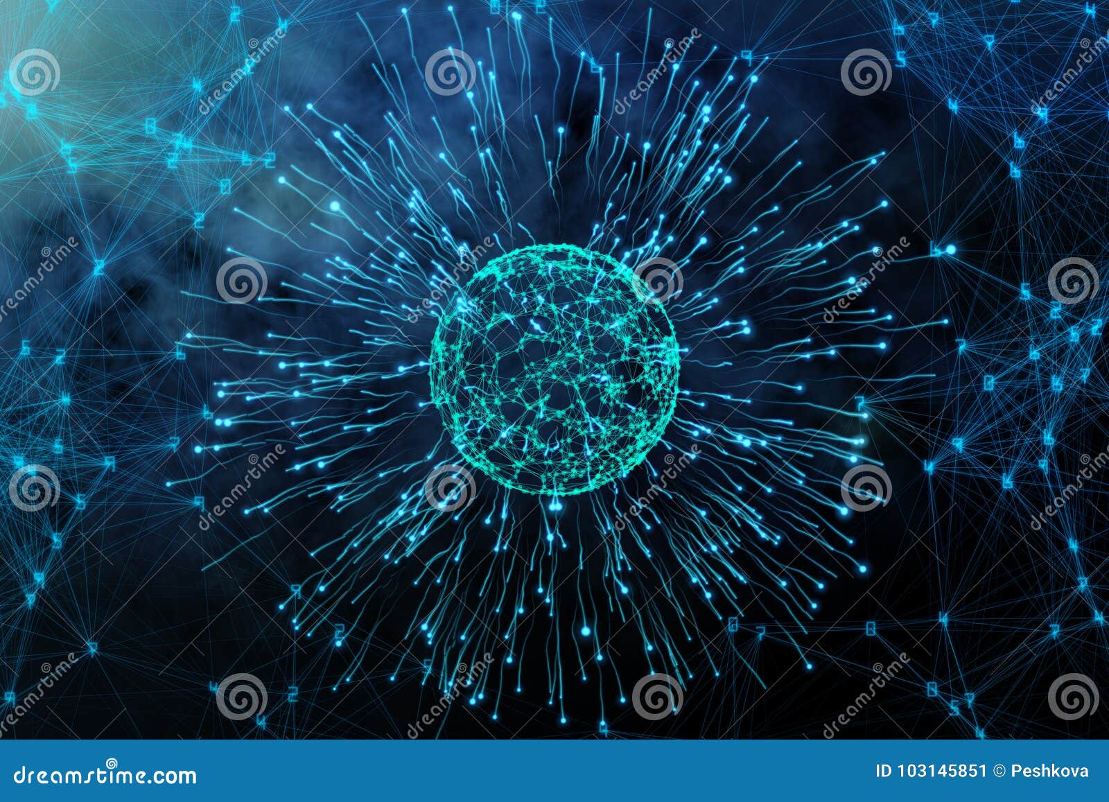 Blue virus background stock illustration. Illustration of microscopic ...