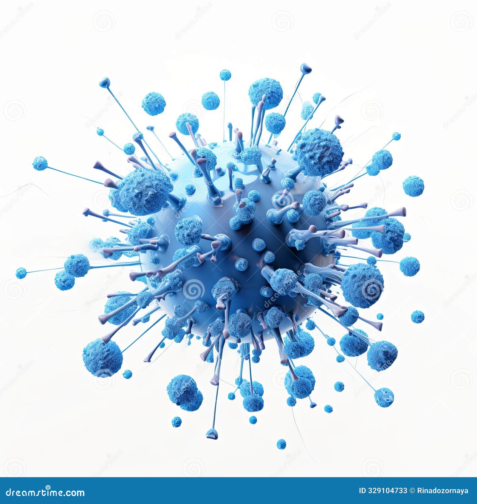 Blue Virus or Bacteria on a White Background for Science and Medical ...