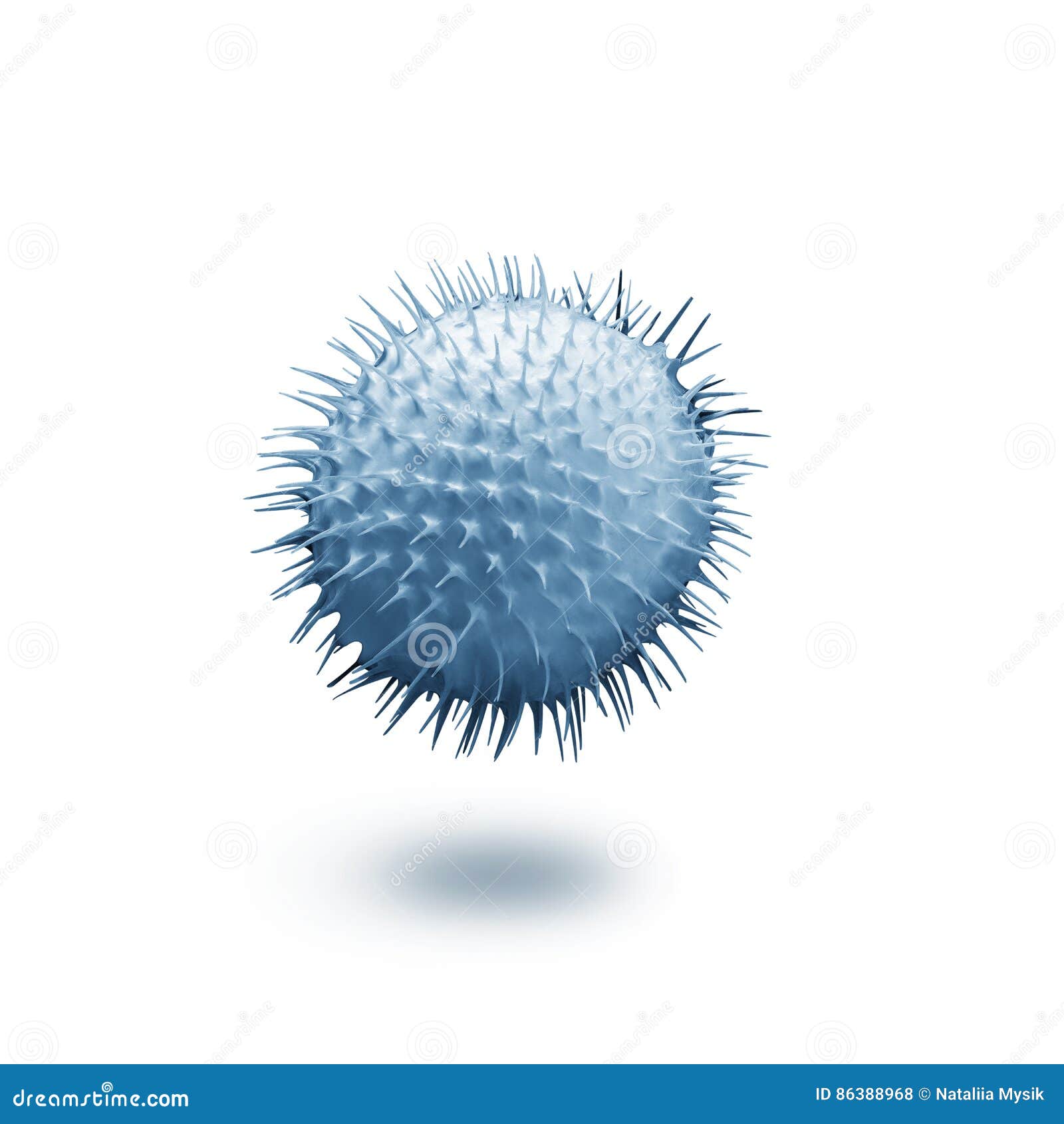 Blue Virus Isolated On White Background - 3D Virology And Microbiology ...
