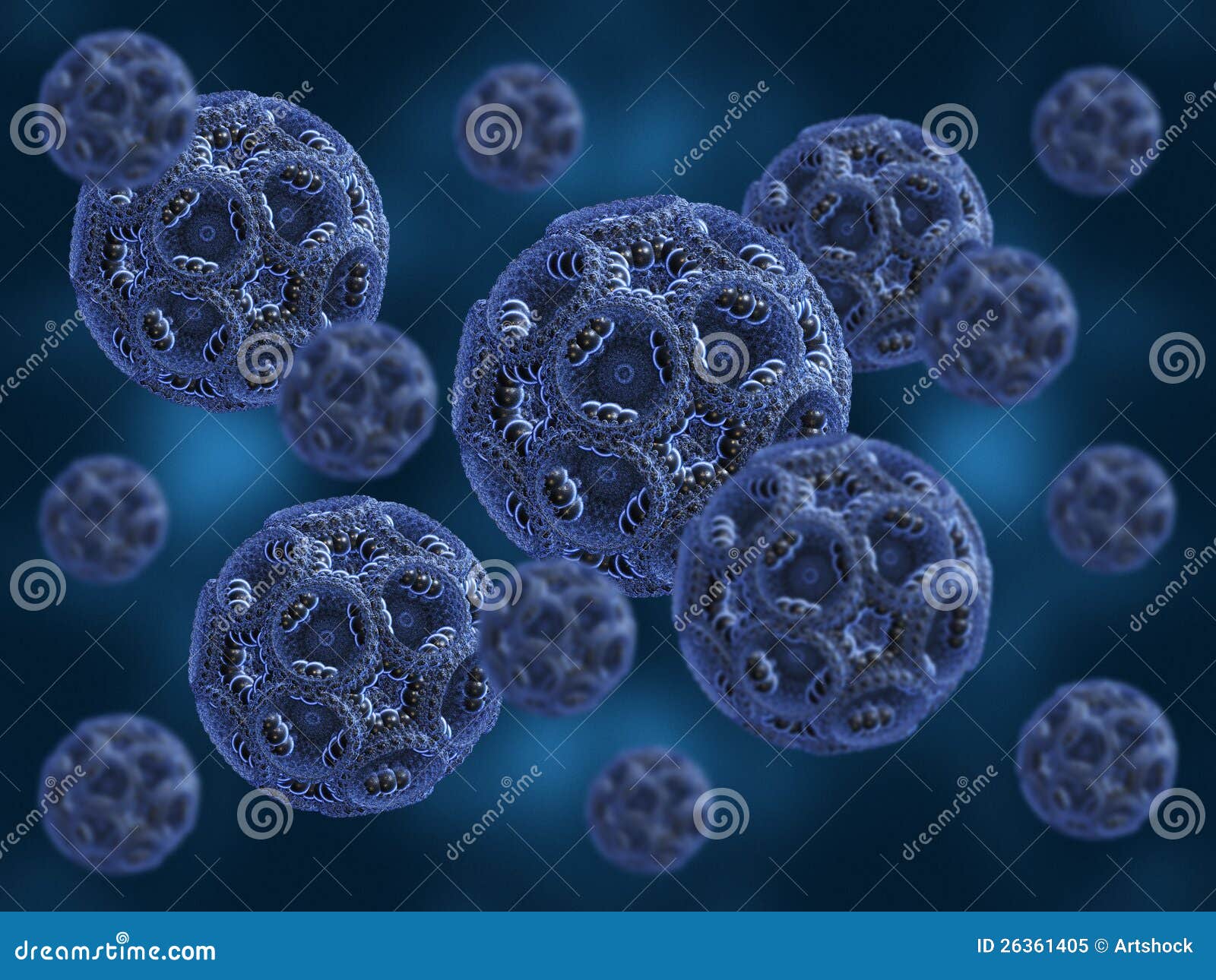Blue Virus Isolated On White Background - 3D Virology And Microbiology ...