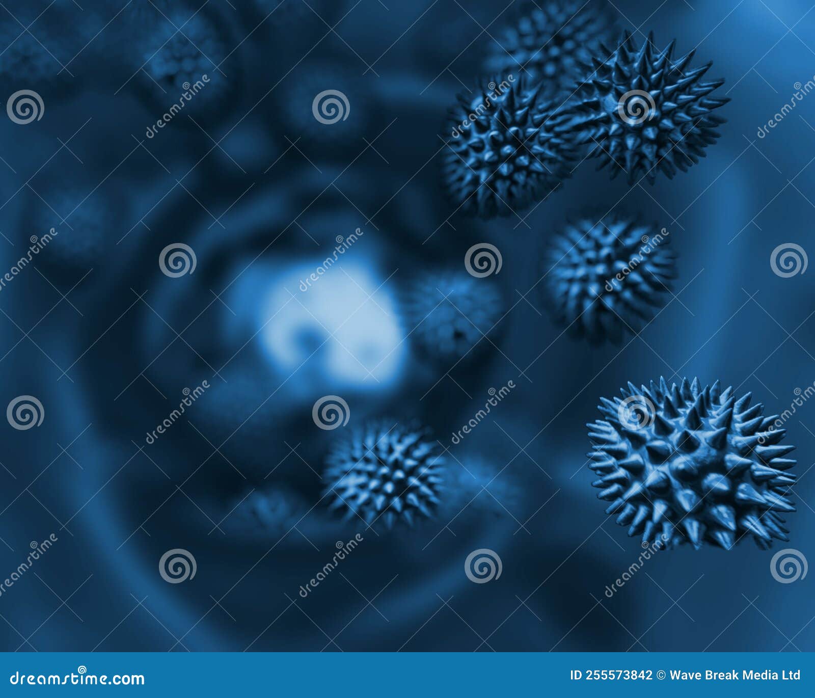 Blue virus cells stock illustration. Illustration of virus - 255573842