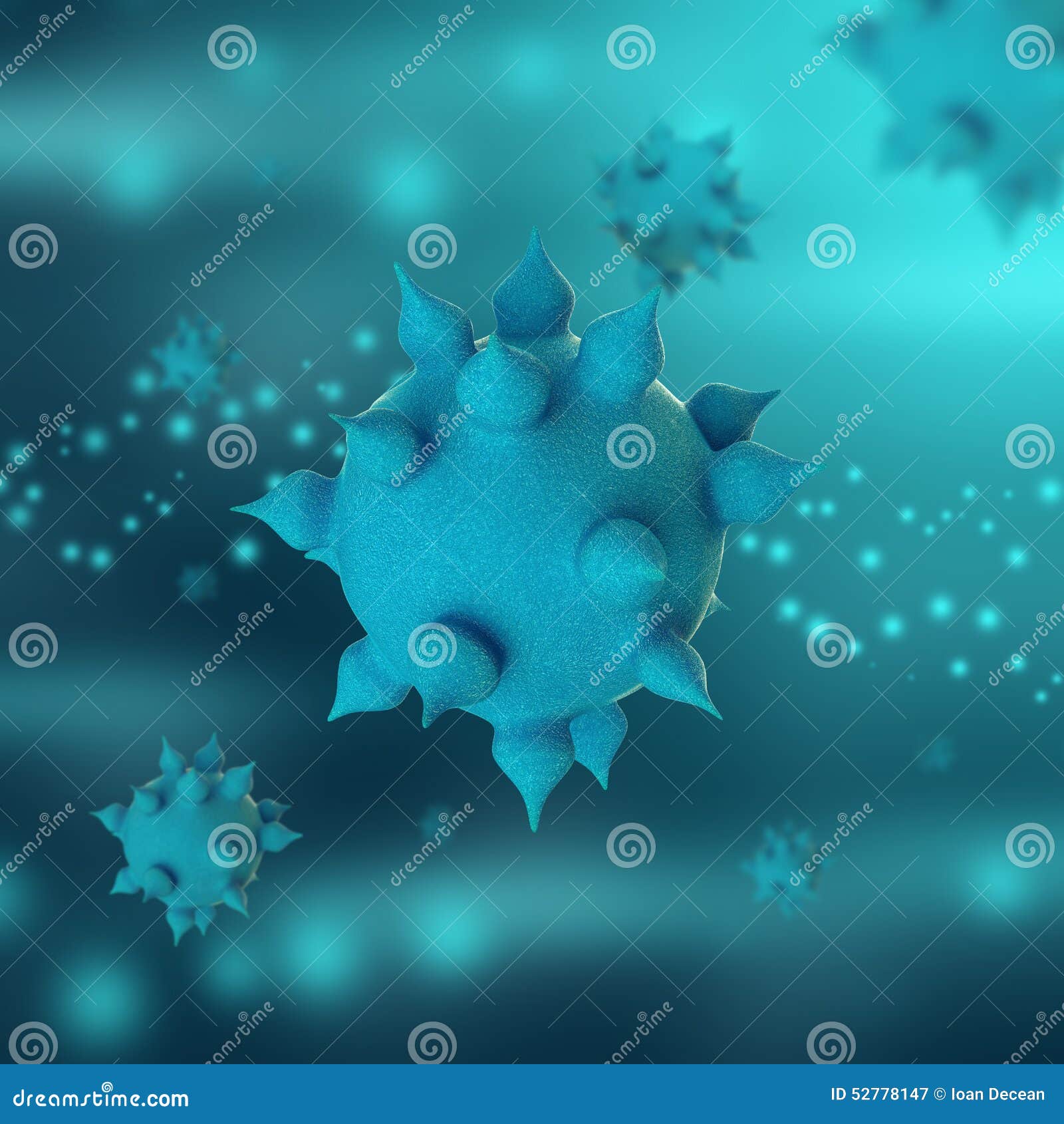 Blue Virus 3D Conceptual Medical Illustration Stock Illustration ...