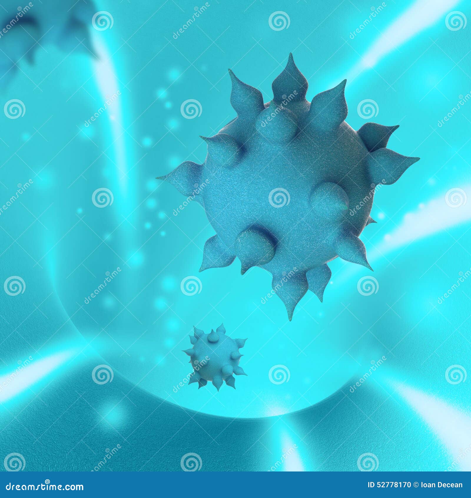Blue Virus 3D Conceptual Medical Illustration Stock Illustration ...