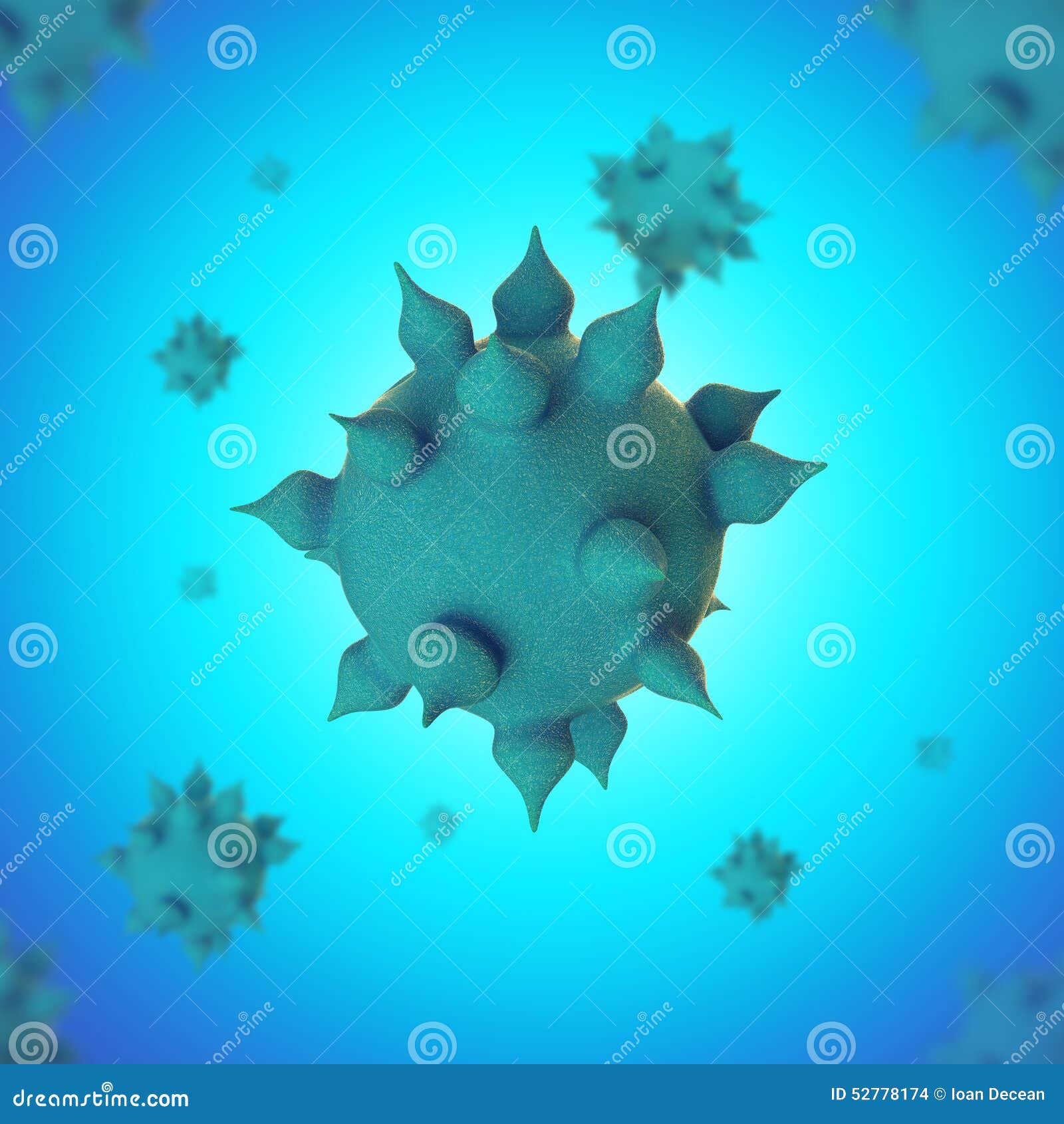 Blue Virus 3D Conceptual Medical Illustration Stock Illustration ...